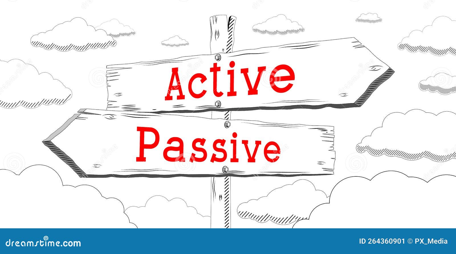 Active or Passive - Outline Signpost with Two Arrows Stock Illustration ...