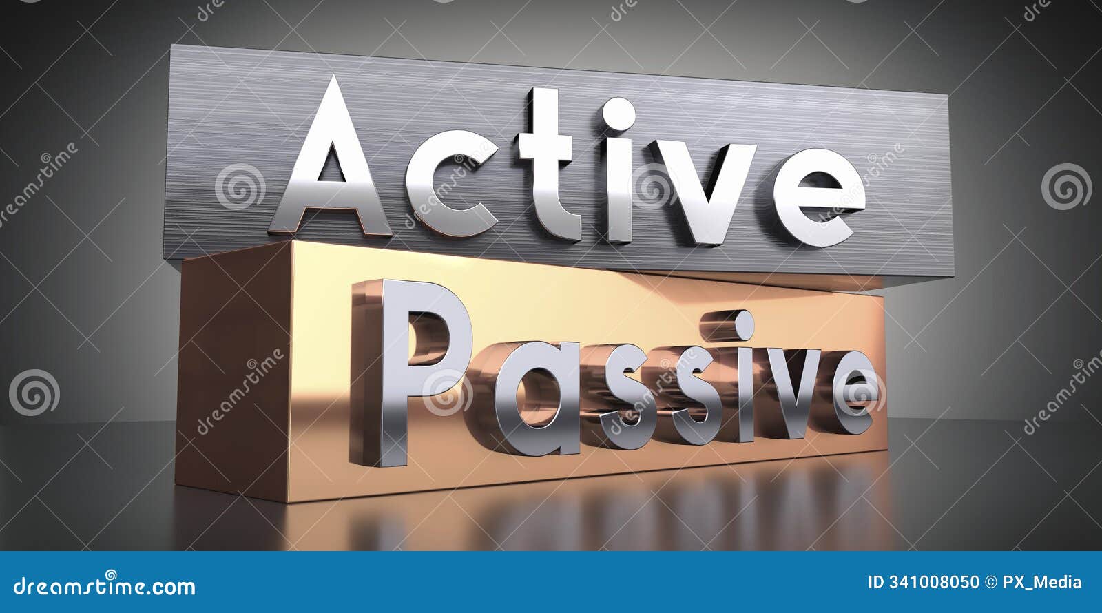 Active, Passive - Words on Metal Blocks Stock Illustration ...