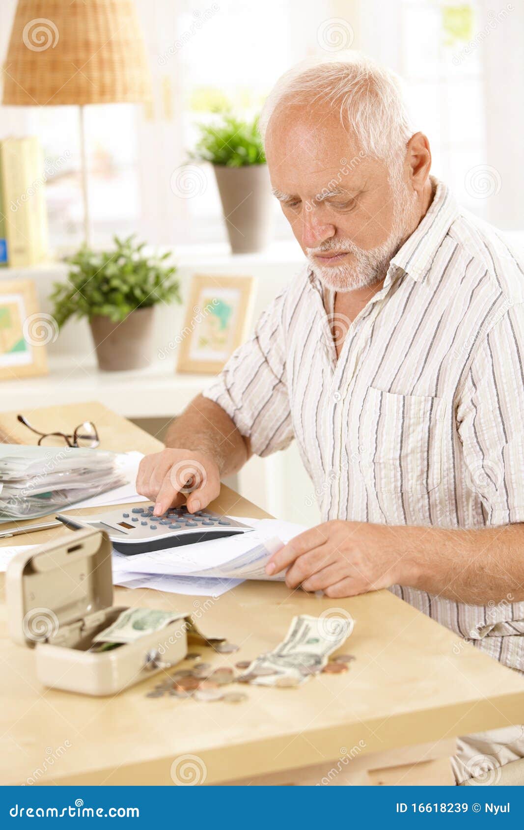 Active Pensioner Doing Financial Work at Home Stock Image - Image of ...