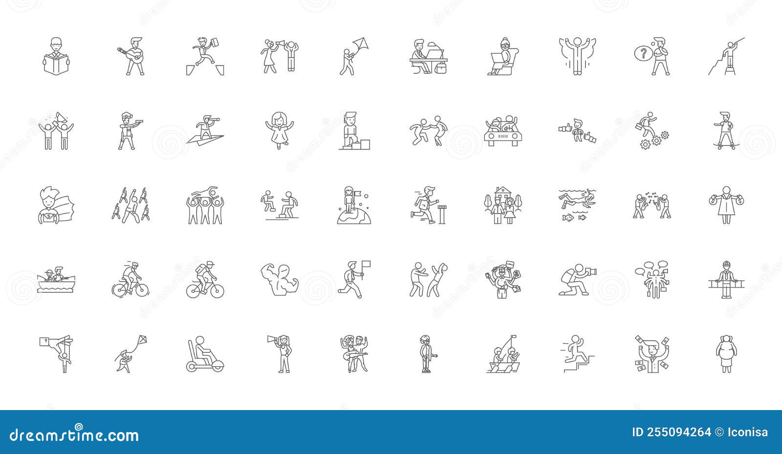 Active People Concept Illustration, Linear Icons, Line Signs Set ...