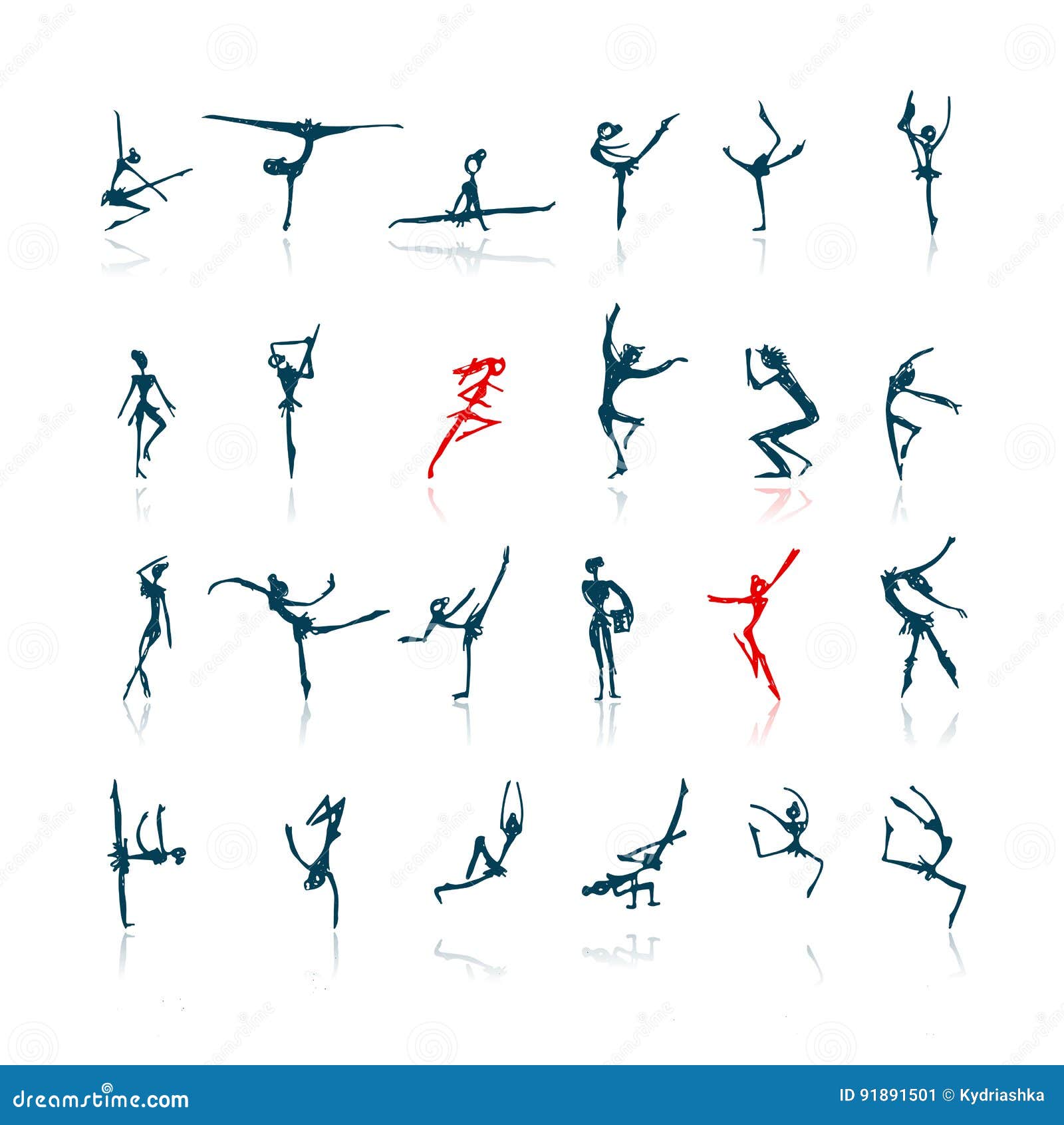 Active People Set, Sketch for Your Design Stock Vector - Illustration ...