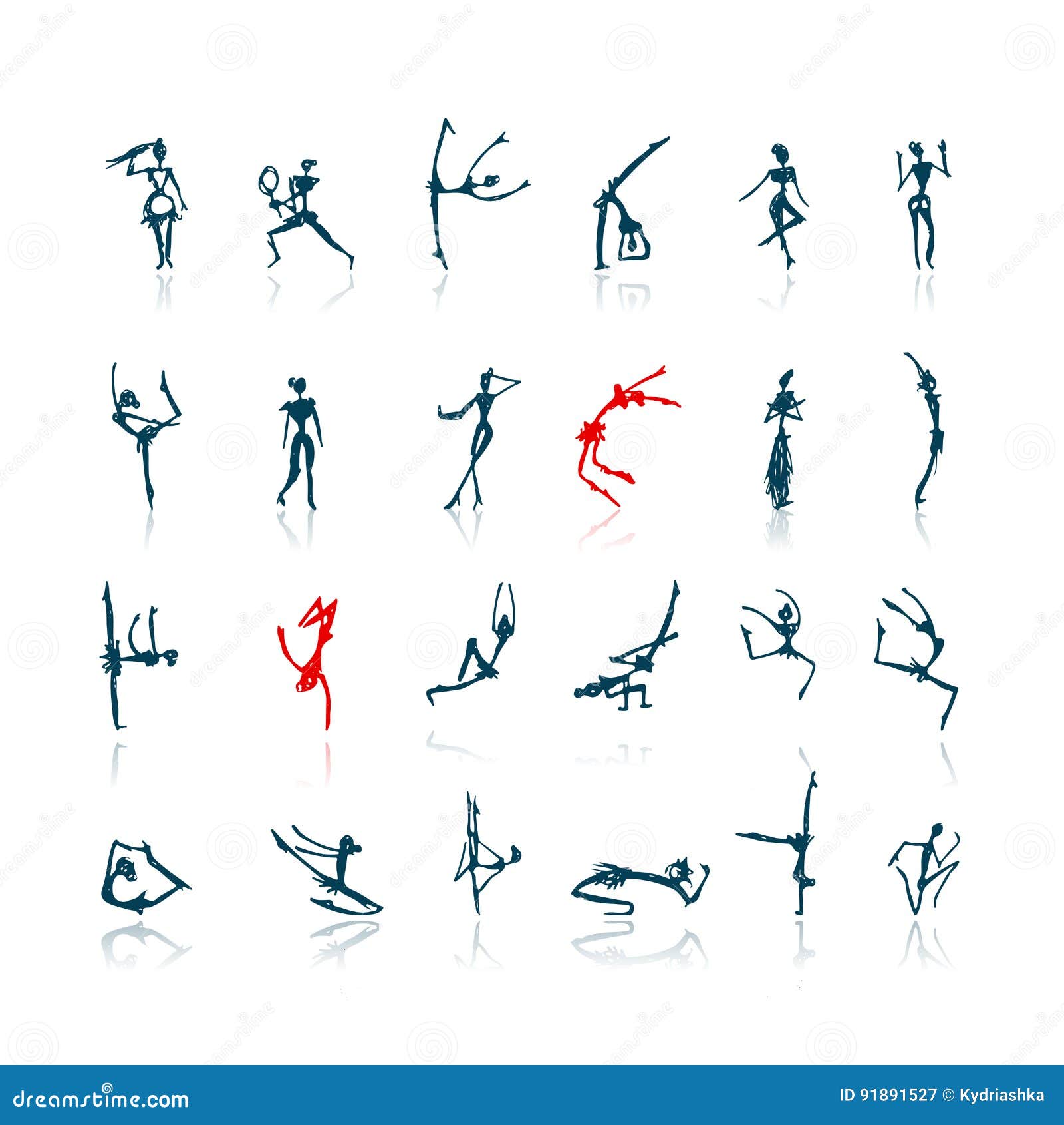 Active People Set, Sketch for Your Design Stock Vector - Illustration ...