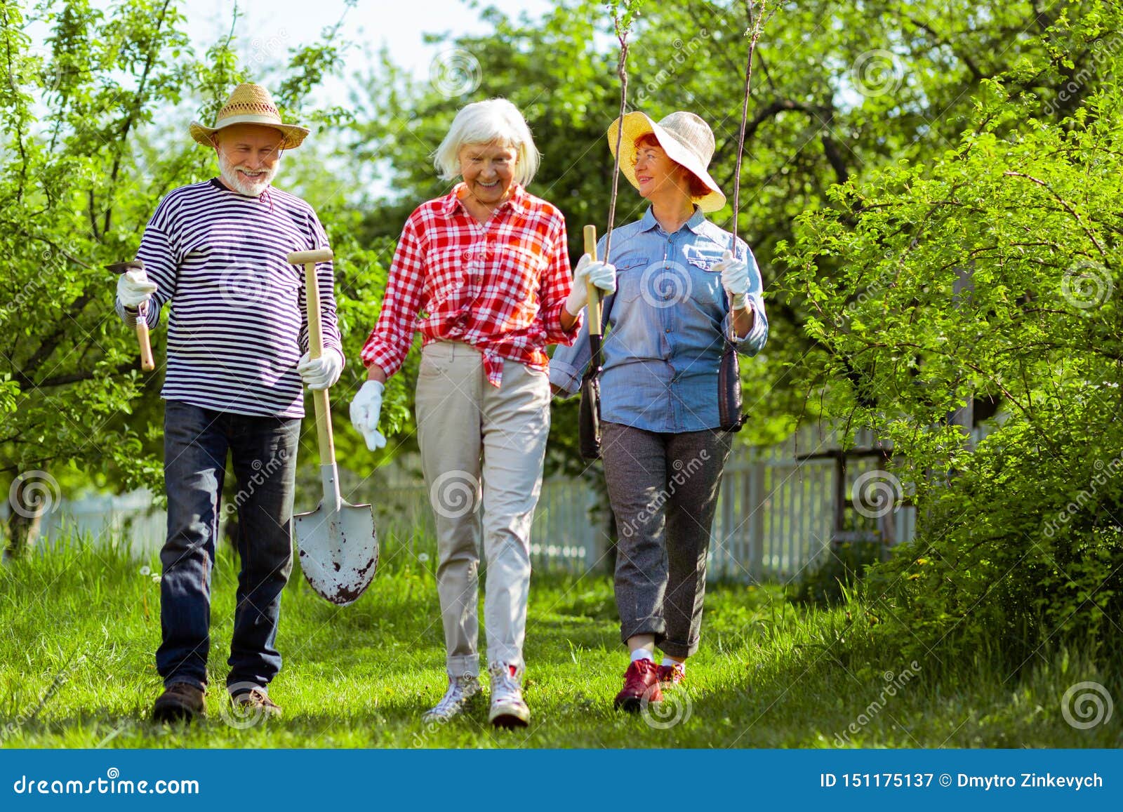 Active and Positive Neighbors Feeling Ready for Planting Trees Stock ...