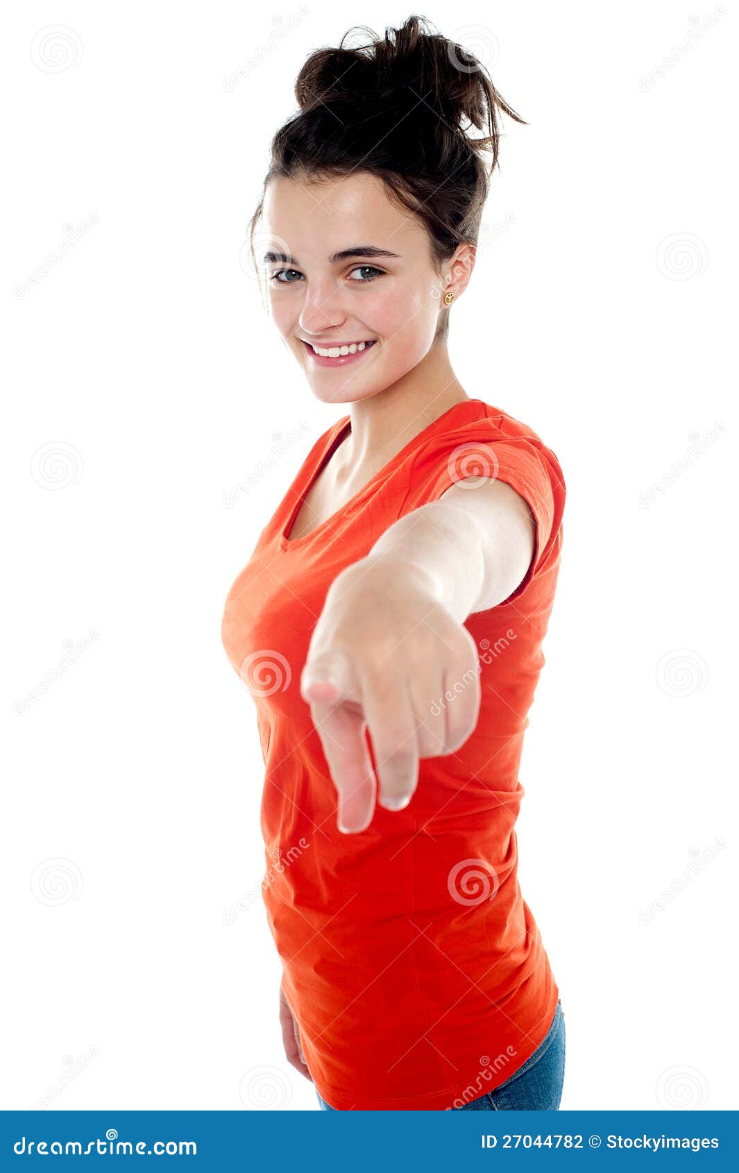 Active Pretty Girl Pointing at You Stock Photo - Image of hands ...