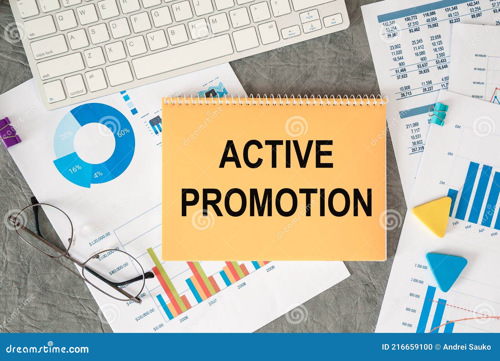 Active Promotion is Written in a Document on the Office Desk Stock ...