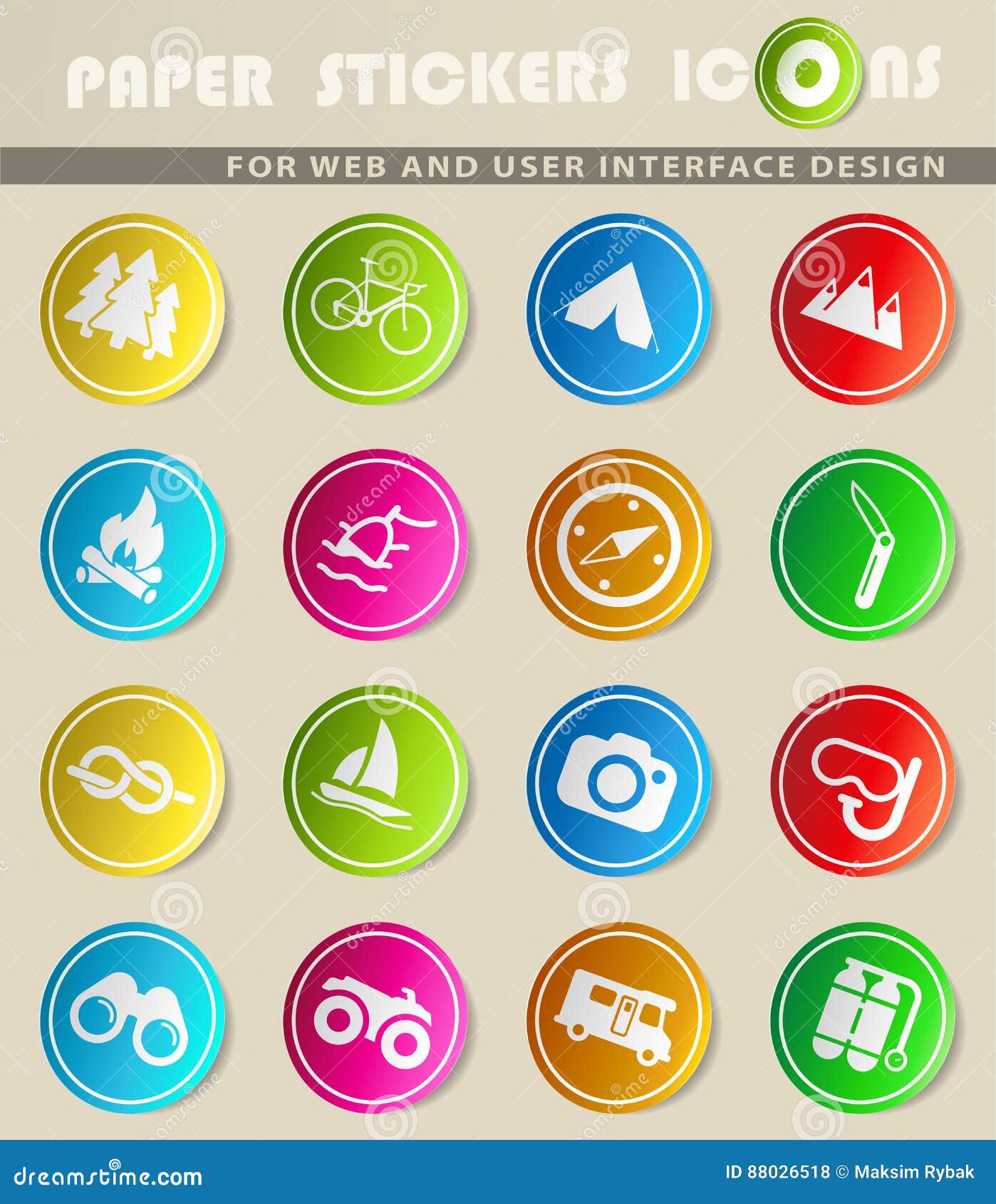 Active recreation icon set stock vector. Illustration of camping - 88026518