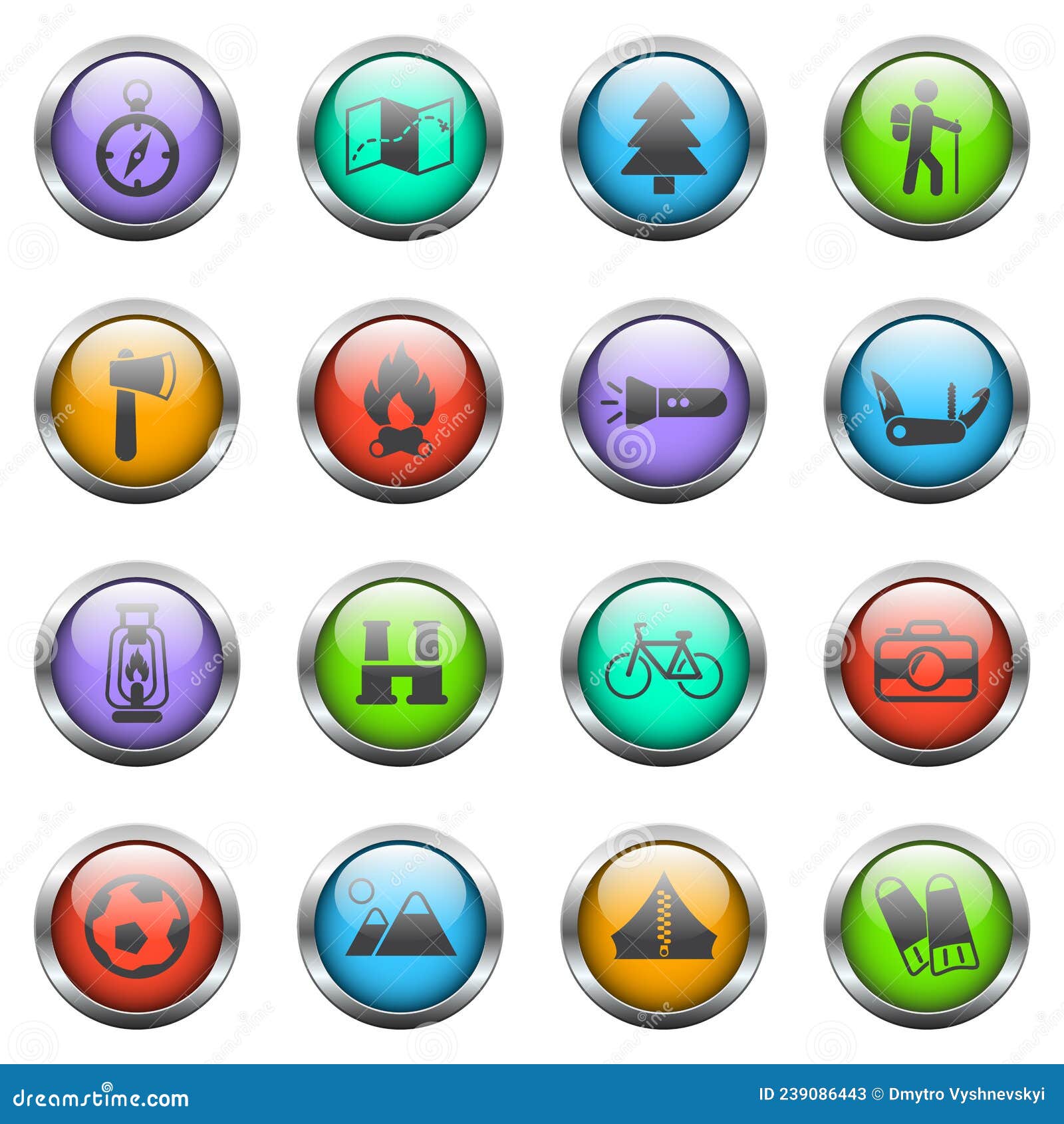 Active recreation icon set stock vector. Illustration of glass - 239086443