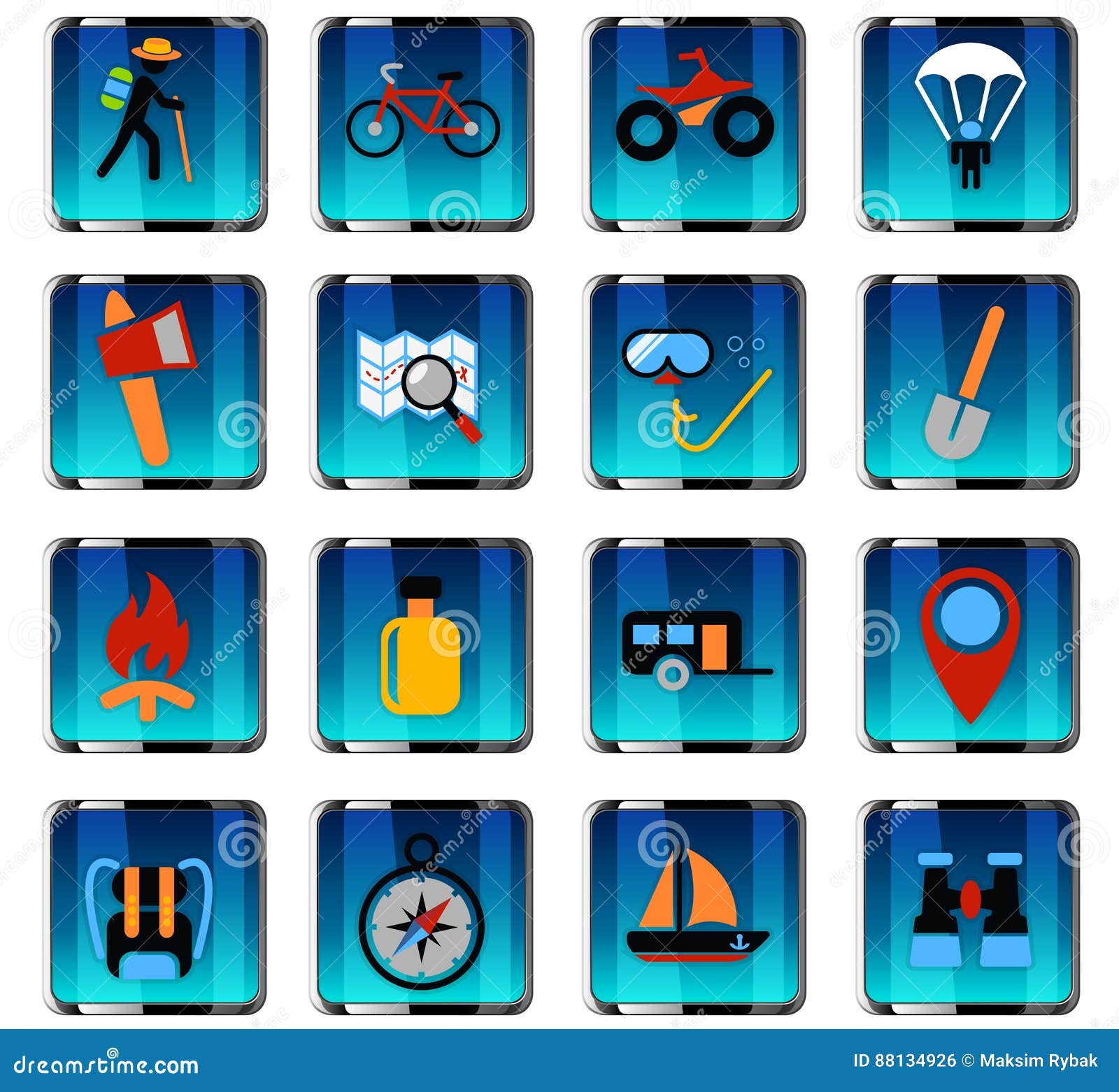 Active recreation icon set stock illustration. Illustration of mask ...