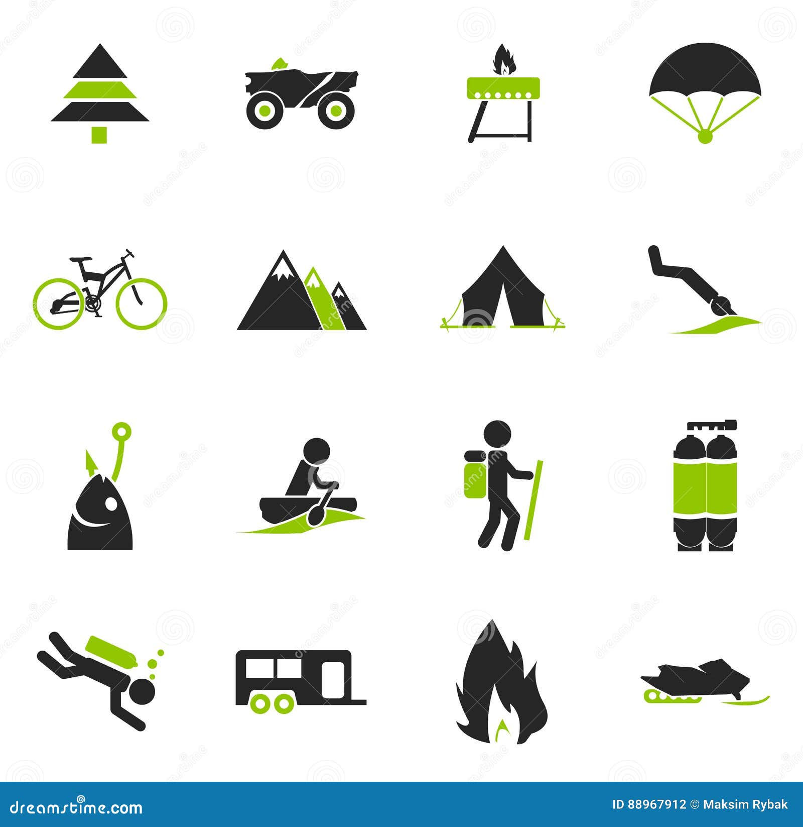 Active recreation icons stock illustration. Illustration of diving ...
