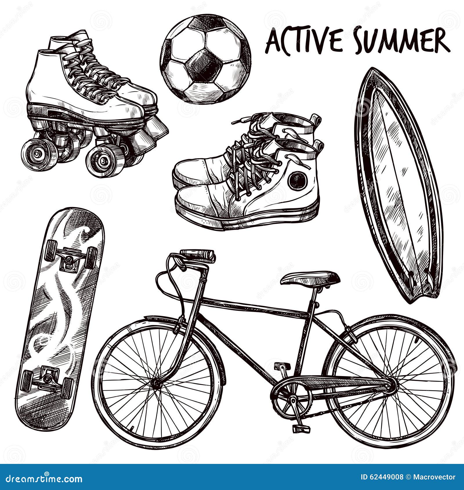 Active Recreation Sketch Set Stock Vector - Illustration of activity ...