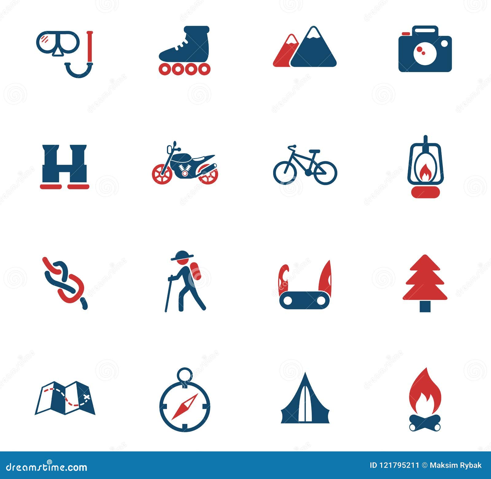 Active recreation icon set stock vector. Illustration of compass ...