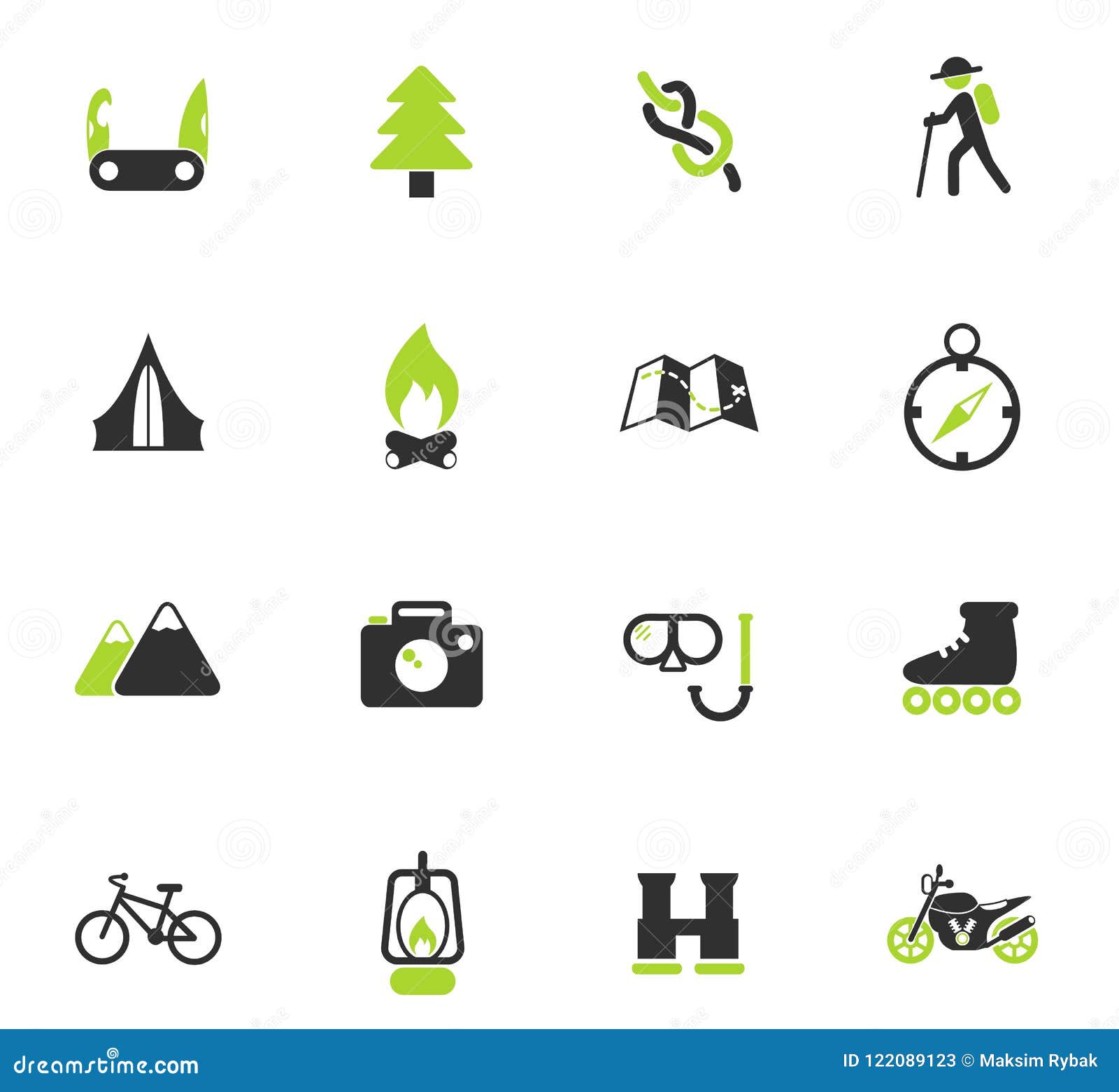 Active recreation icon set stock vector. Illustration of traveler ...