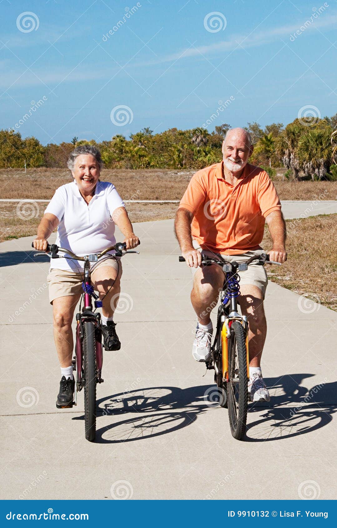 Active Retired Seniors on Bikes Stock Photo - Image of shirt, enjoyment ...