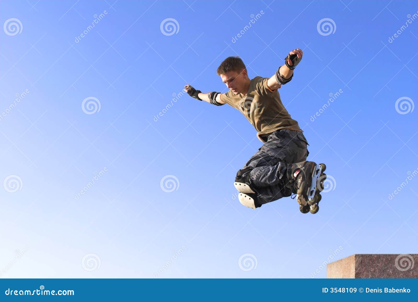 Active roller boy jumping stock image. Image of glide - 3548109
