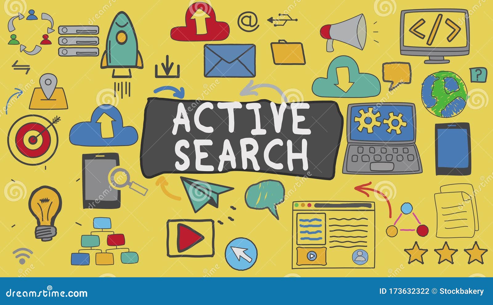 Active Search, Yellow Illustration Graphic Technology Concept Stock ...