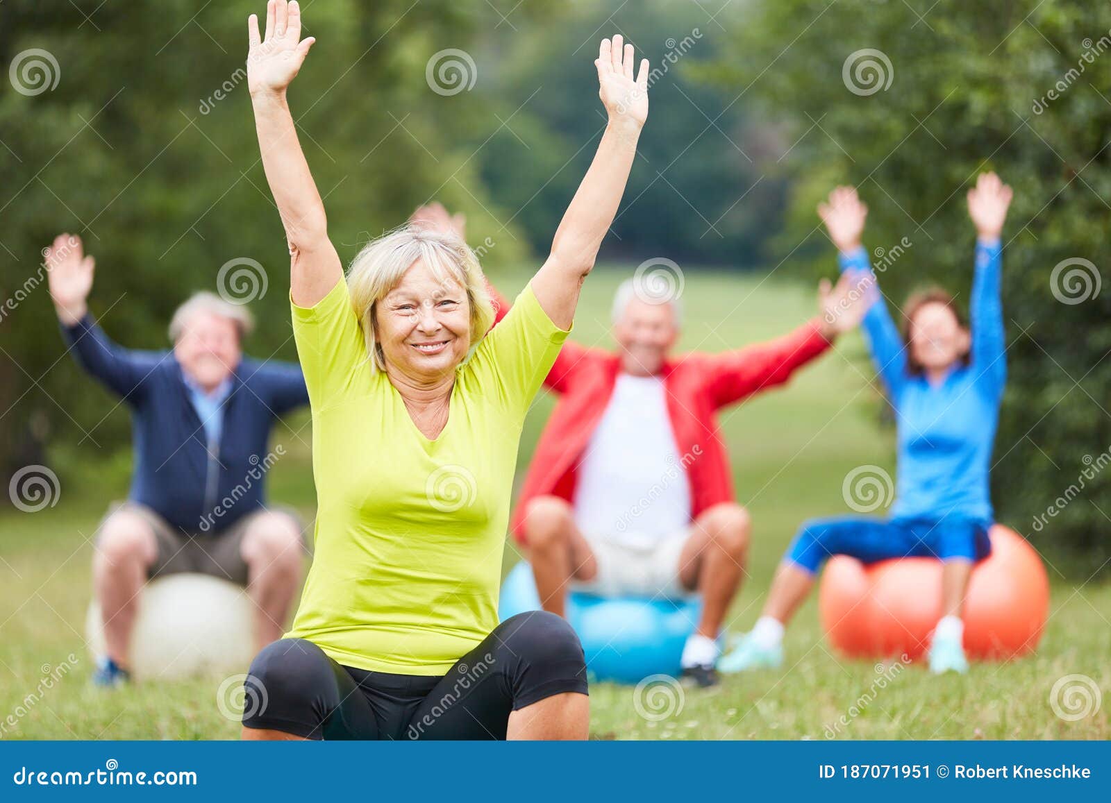Active Senior Makes a Back Exercise Stock Image - Image of senior ...