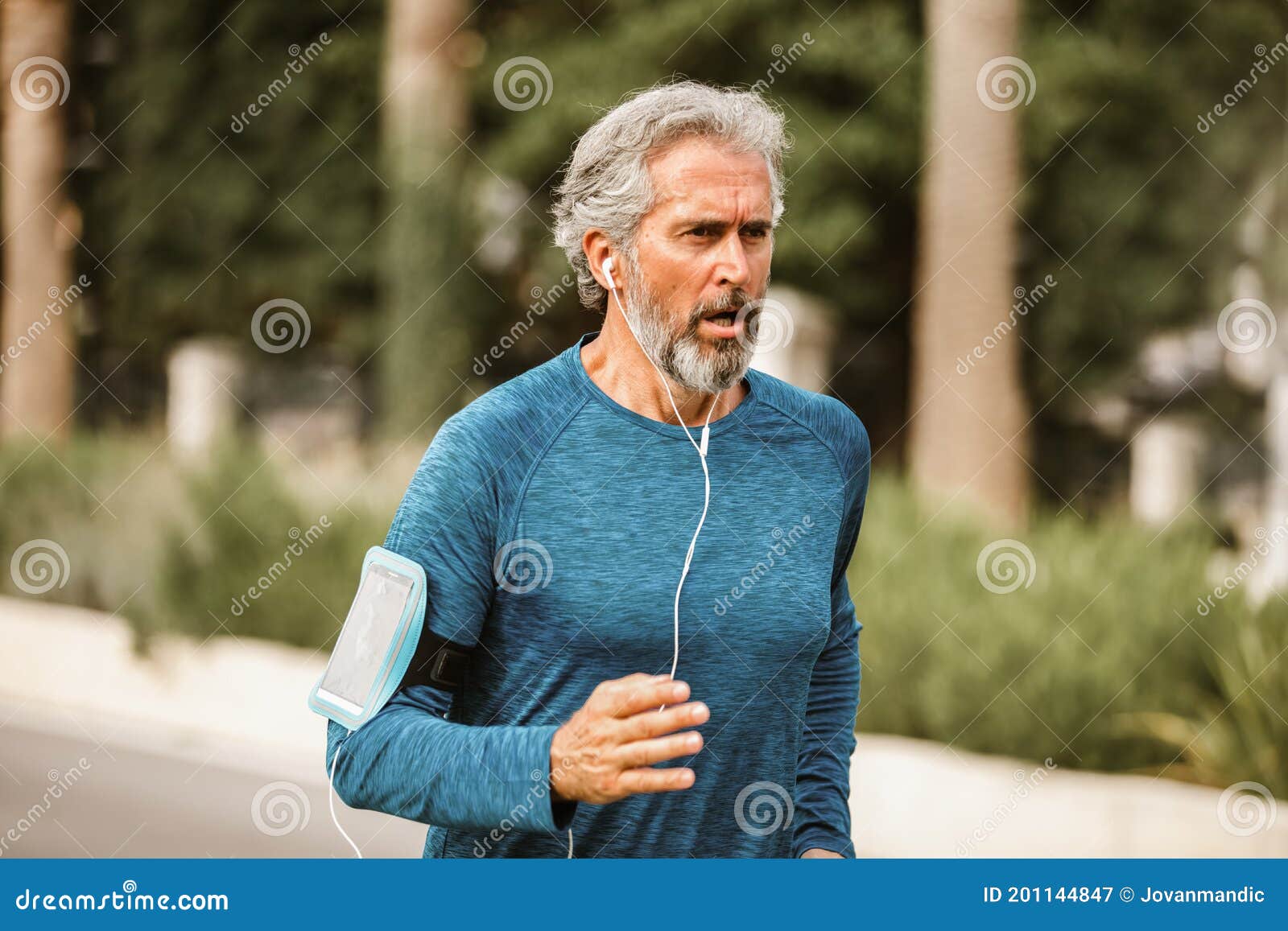 Senior Man Jogging on a Sunny Day Stock Image - Image of jogging ...