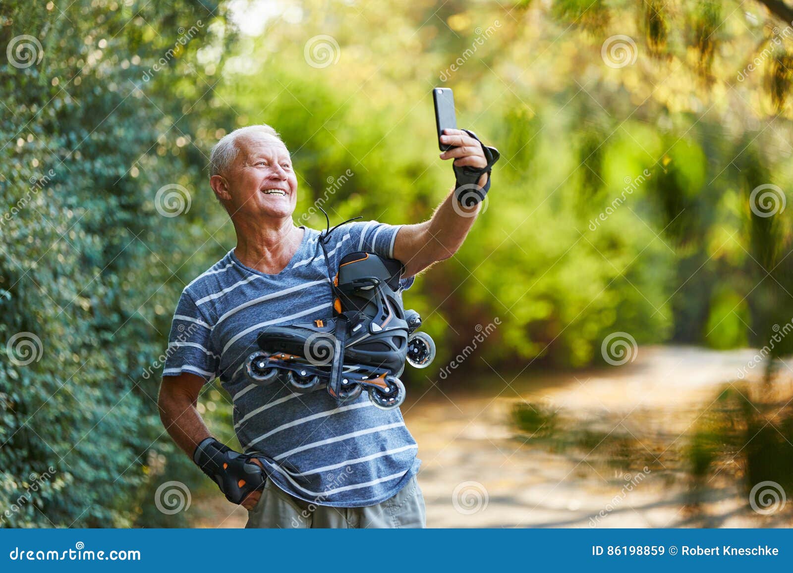 Active Senior Man Taking a Selfie Stock Image - Image of leisure ...
