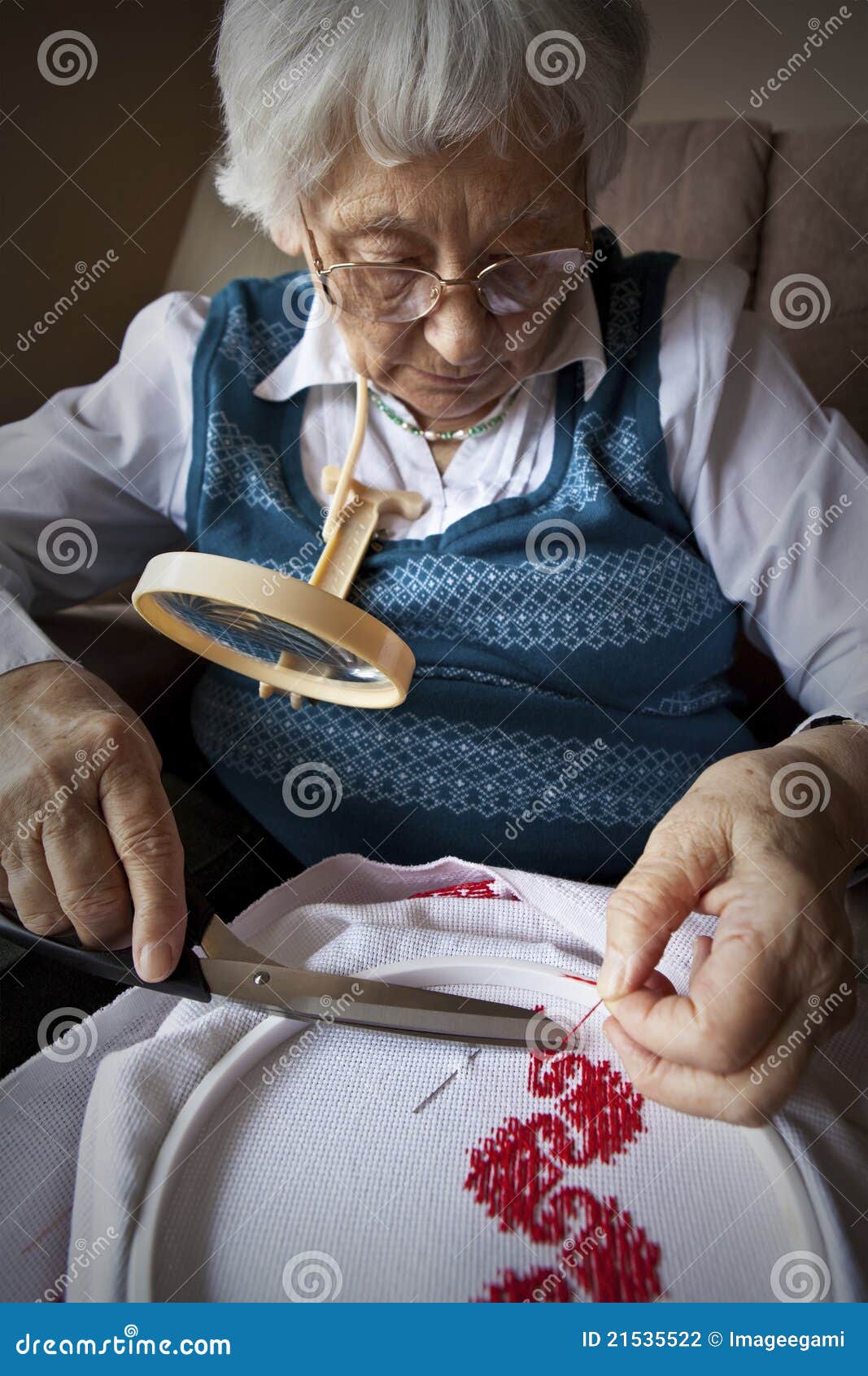 Active Senior Woman Embroidering Stock Photo - Image of glasses, crafts ...