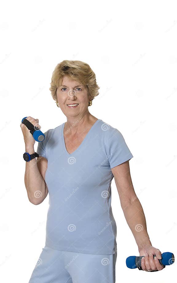 Active Senior Woman Lifting Weights Stock Image - Image of senior ...