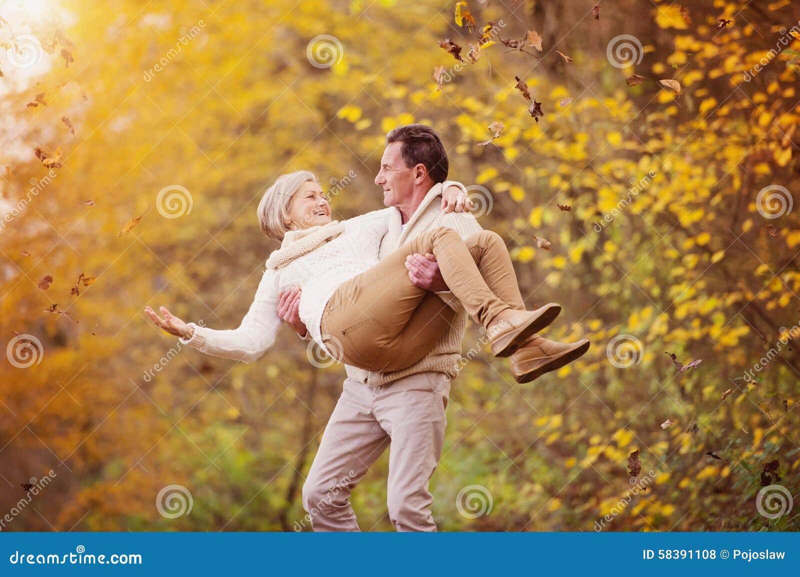 Active Seniors Having Fun in Nature Stock Photo - Image of forest ...