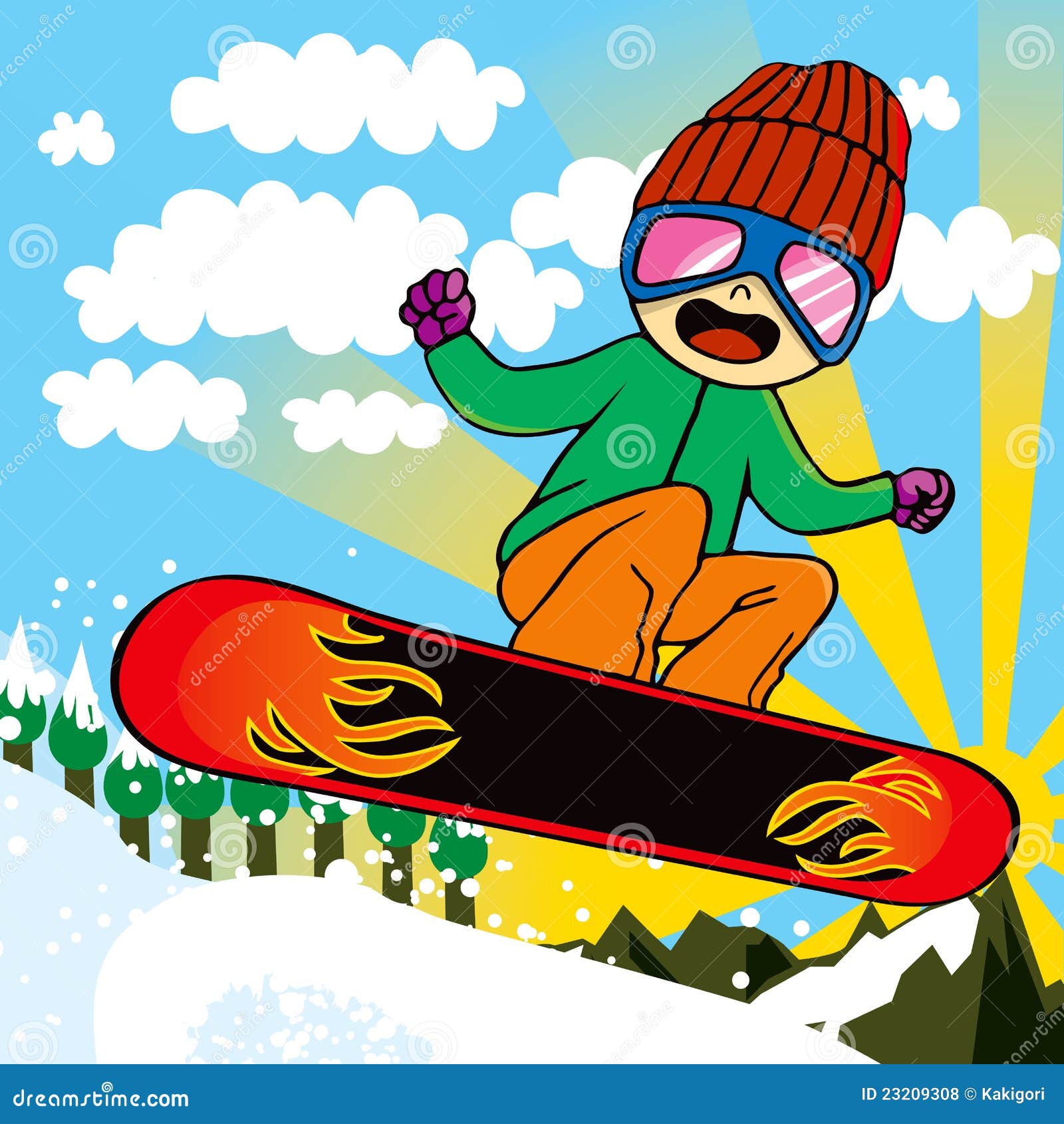 Active Snowboarder Kid stock vector. Illustration of snowboarder - 23209308