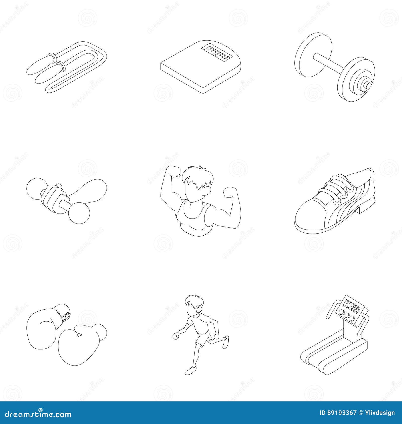Active Sports Icons Set, Outline Style Stock Vector - Illustration of ...