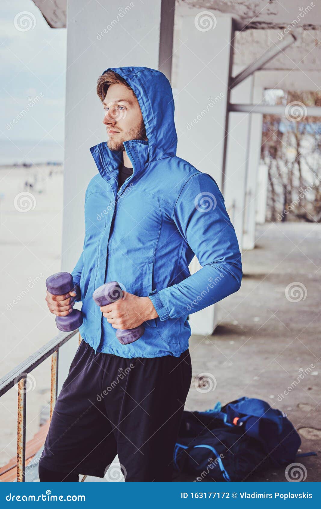 Active Student is Doing Exercises with Dumbbells Stock Photo - Image of ...