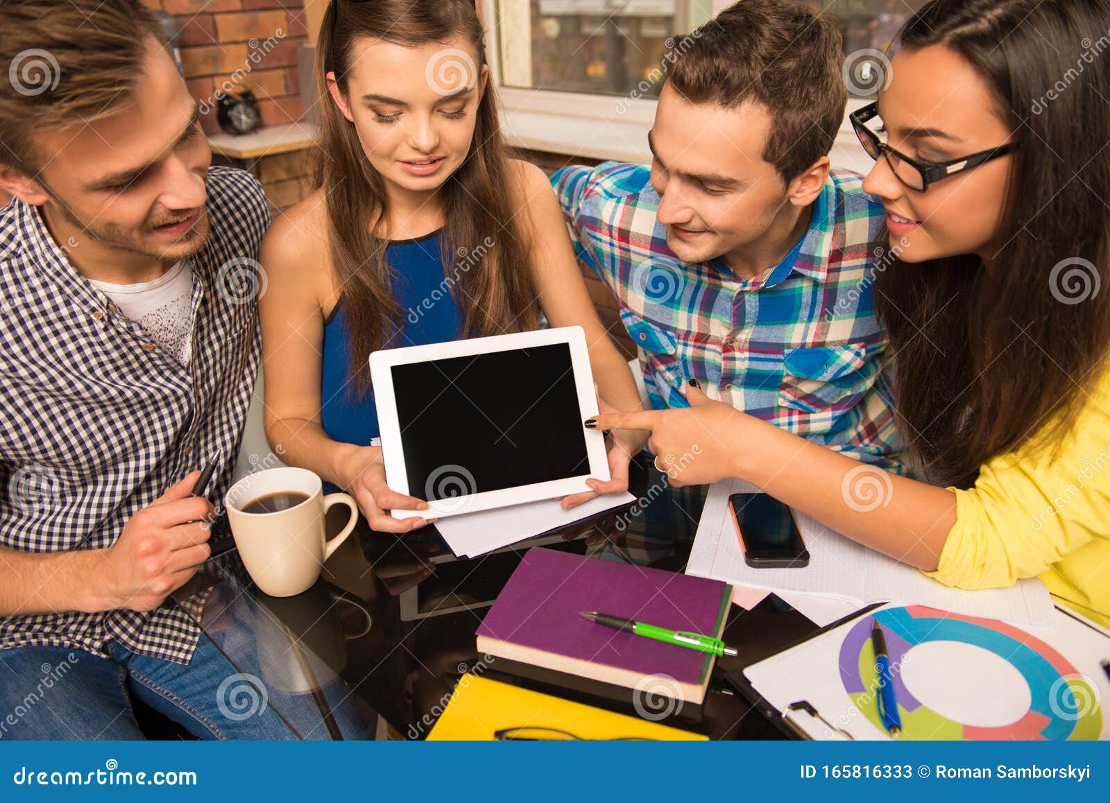 Active Team Working Together on the Task Stock Image - Image of ...