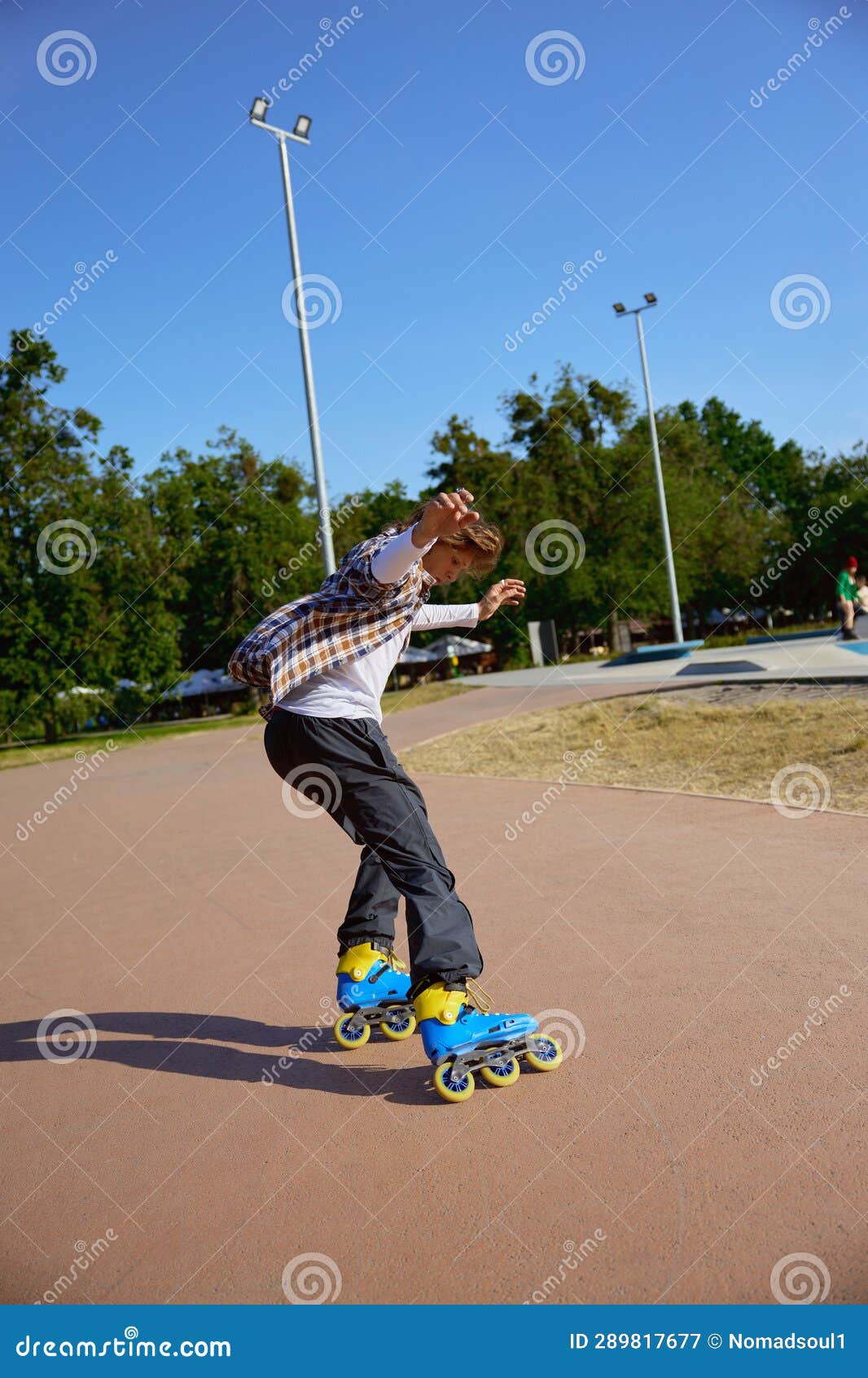 Active Teen Rollerblading on Street Having Training Class Stock Image ...
