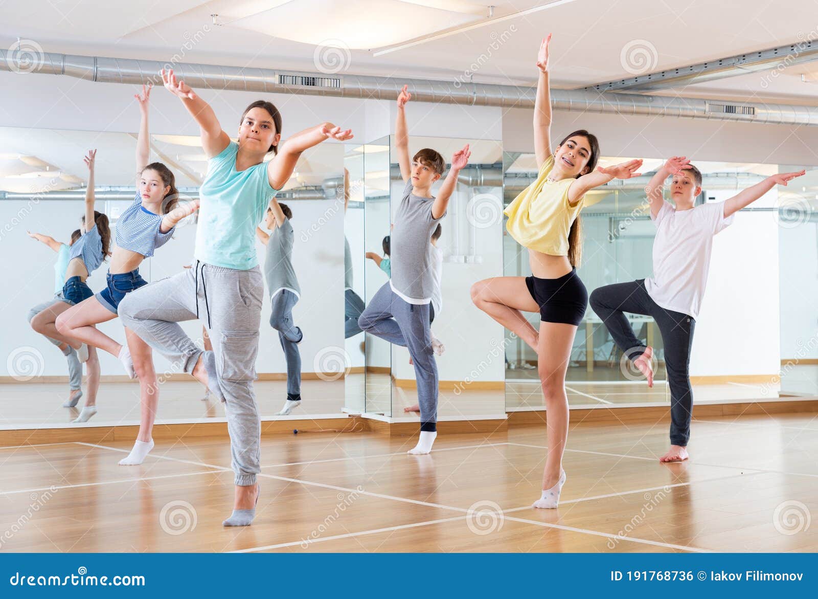 Active Teens Learn New Dance Moves in Studio Stock Photo - Image of ...