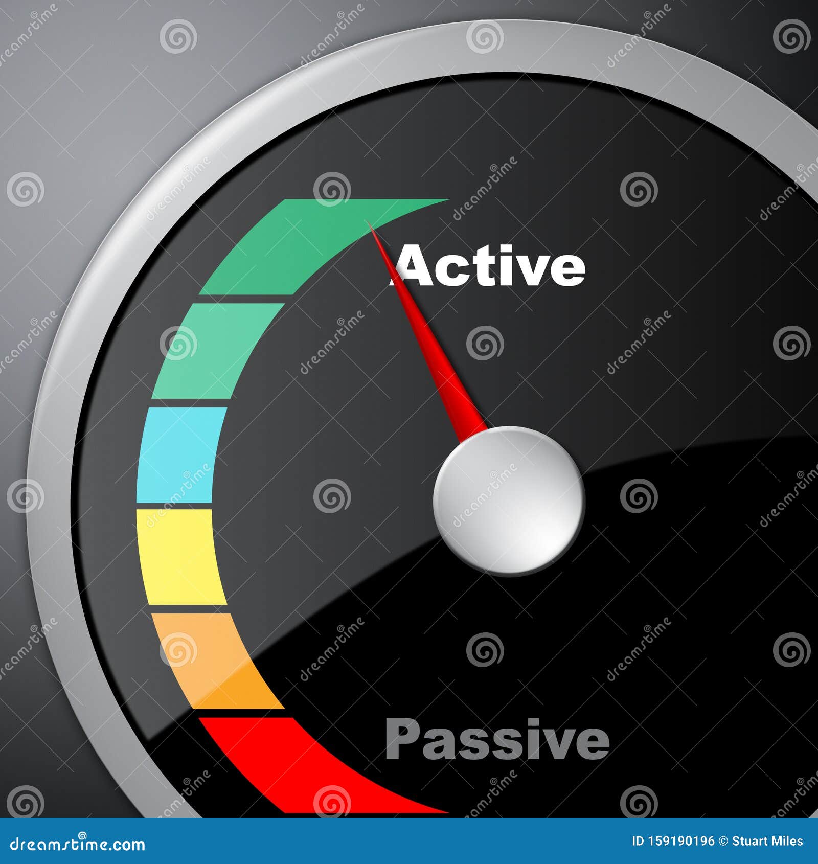 Active Versus Passive Guage Shows Proactive Strategy 3d Illustration ...