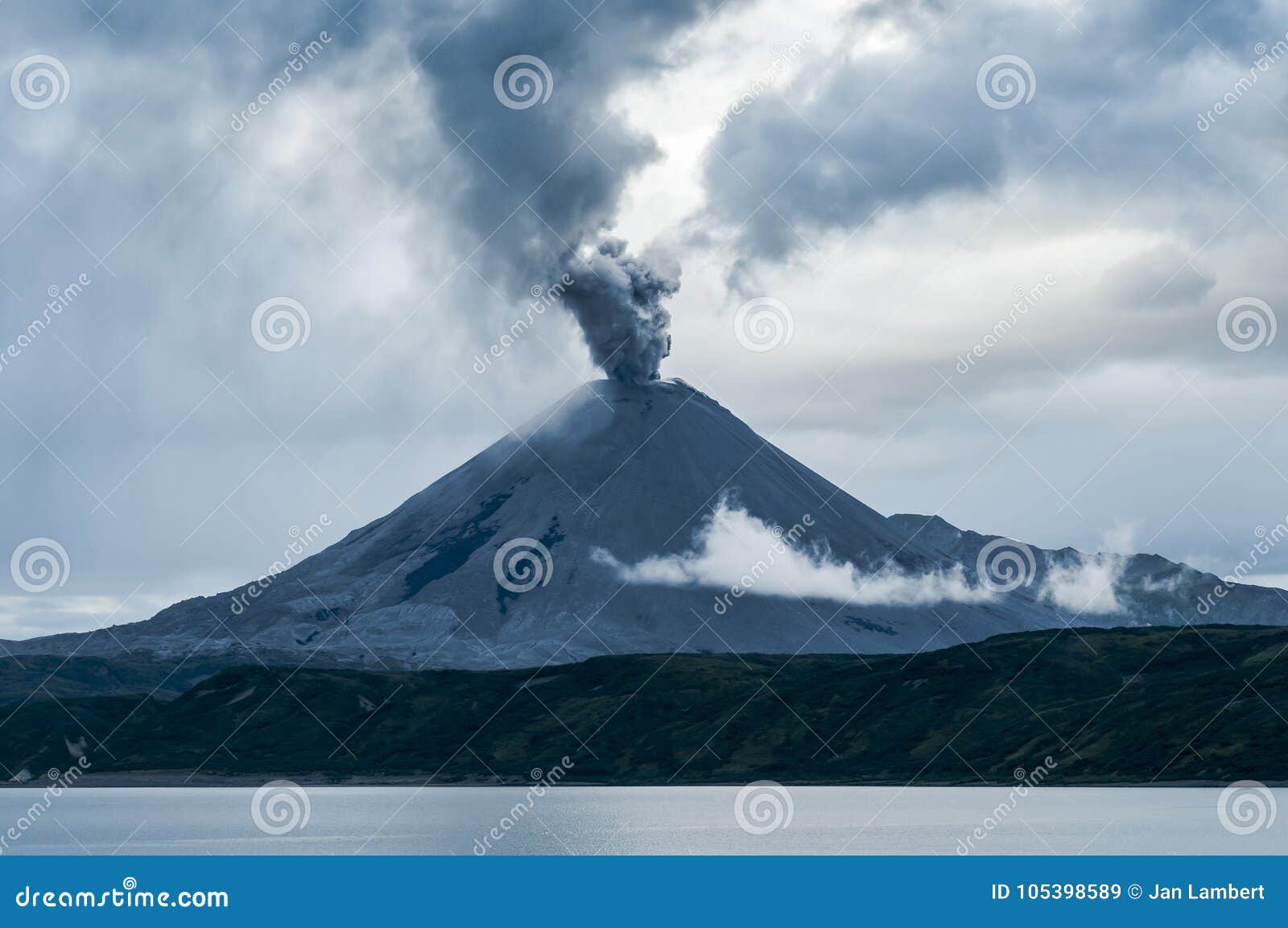 Active Volcano Blowing Ashes Stock Image - Image of geologic, landscape ...