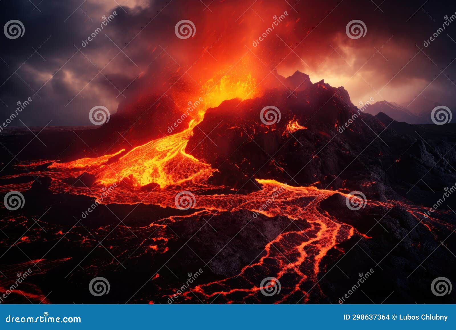 Active Volcano Erupting Lava and Magma Stock Illustration ...