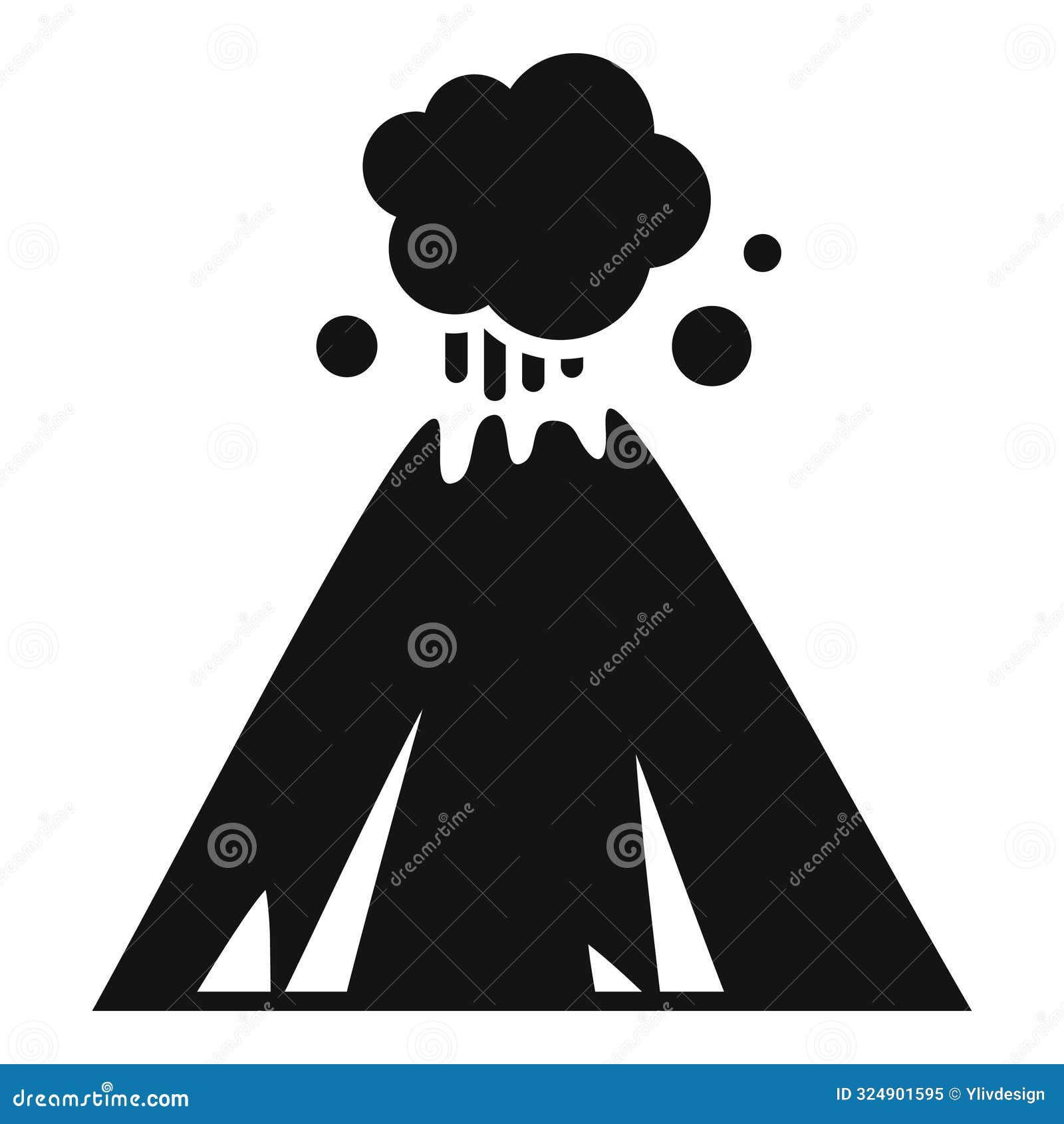 Active Volcano Erupting with Smoke and Lava Flowing Stock Vector ...