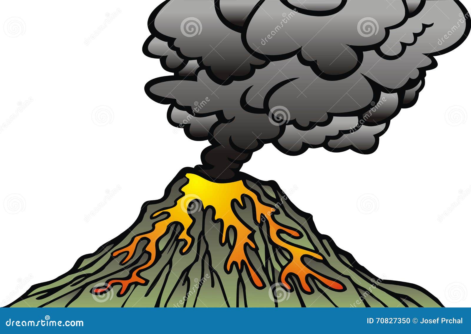 Active Volcano Erupting And Emitting Smoke Cloud From Crater Isolated ...