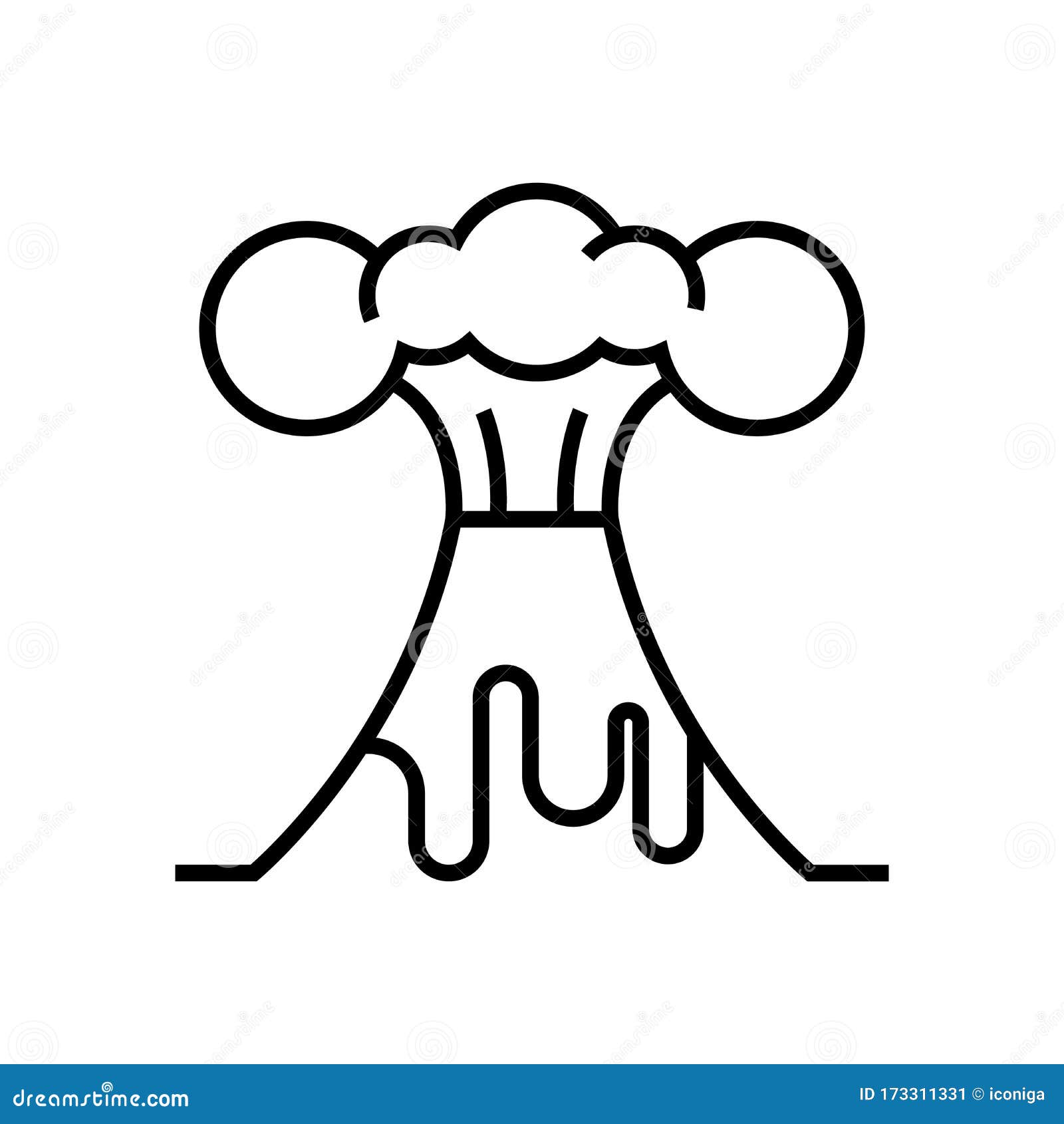 Volcano Line Icon. Magma Erupting Vector Illustration Isolated On White ...