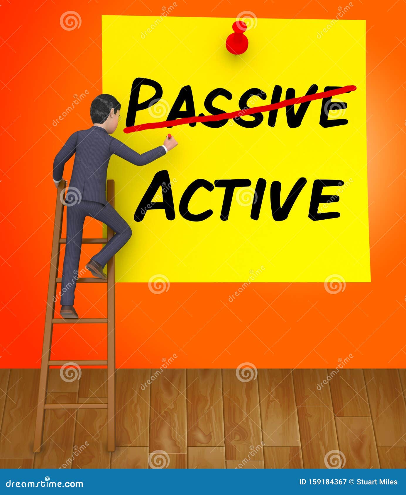 Active Vs Passive Note Shows Positive Attitude 3d Illustration Stock ...