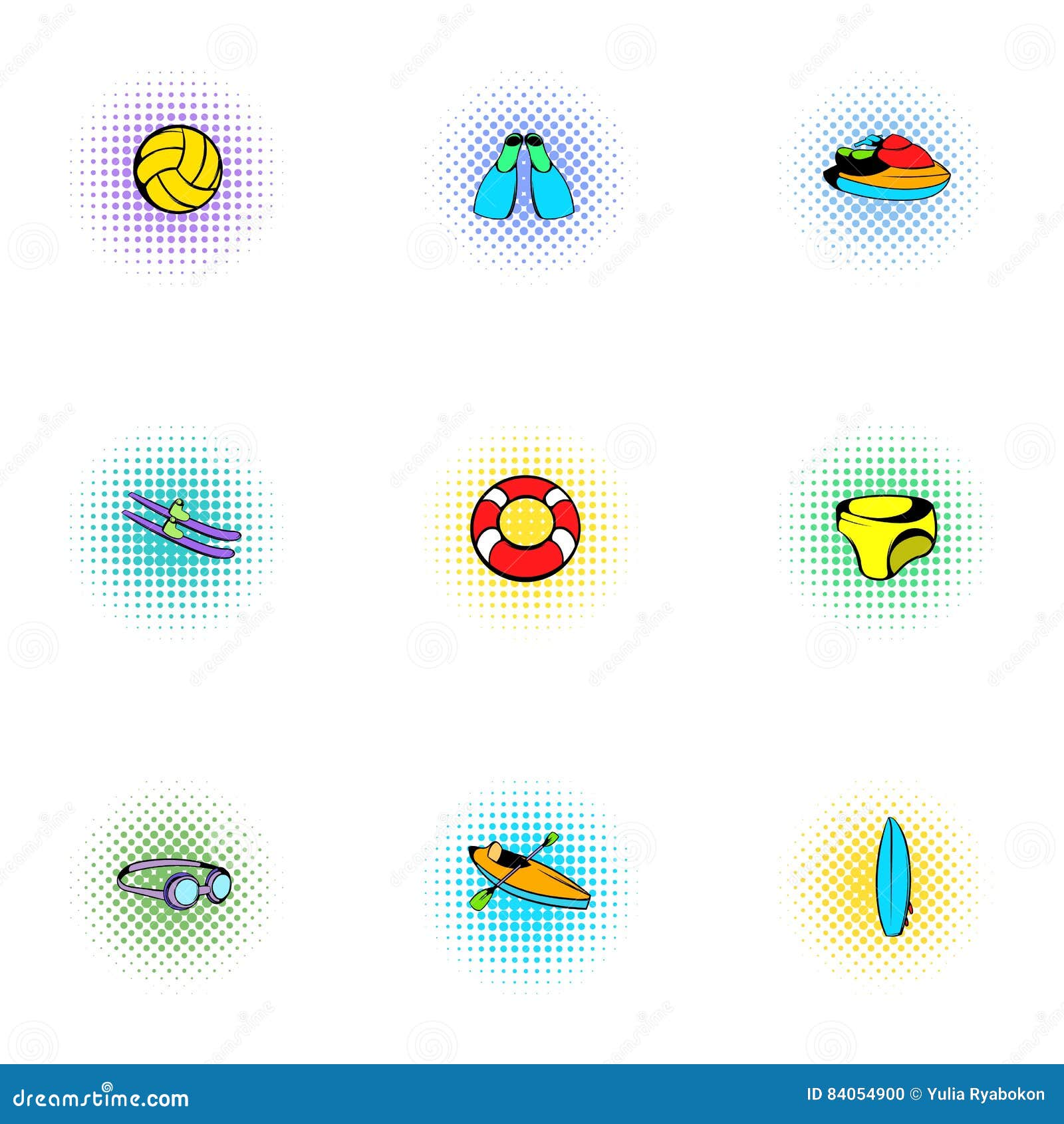 Active Water Sport Icons Set, Pop-art Style Stock Vector - Illustration ...