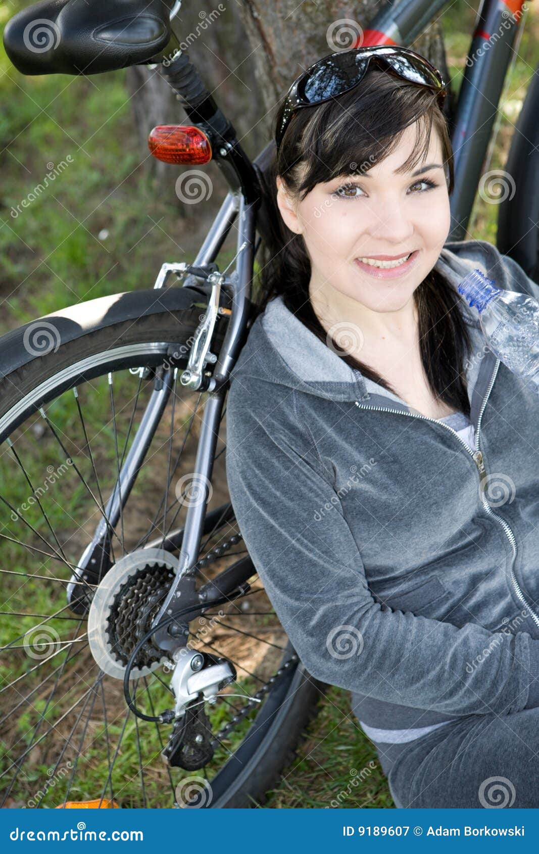 Active woman stock image. Image of landscape, cyclist - 9189607