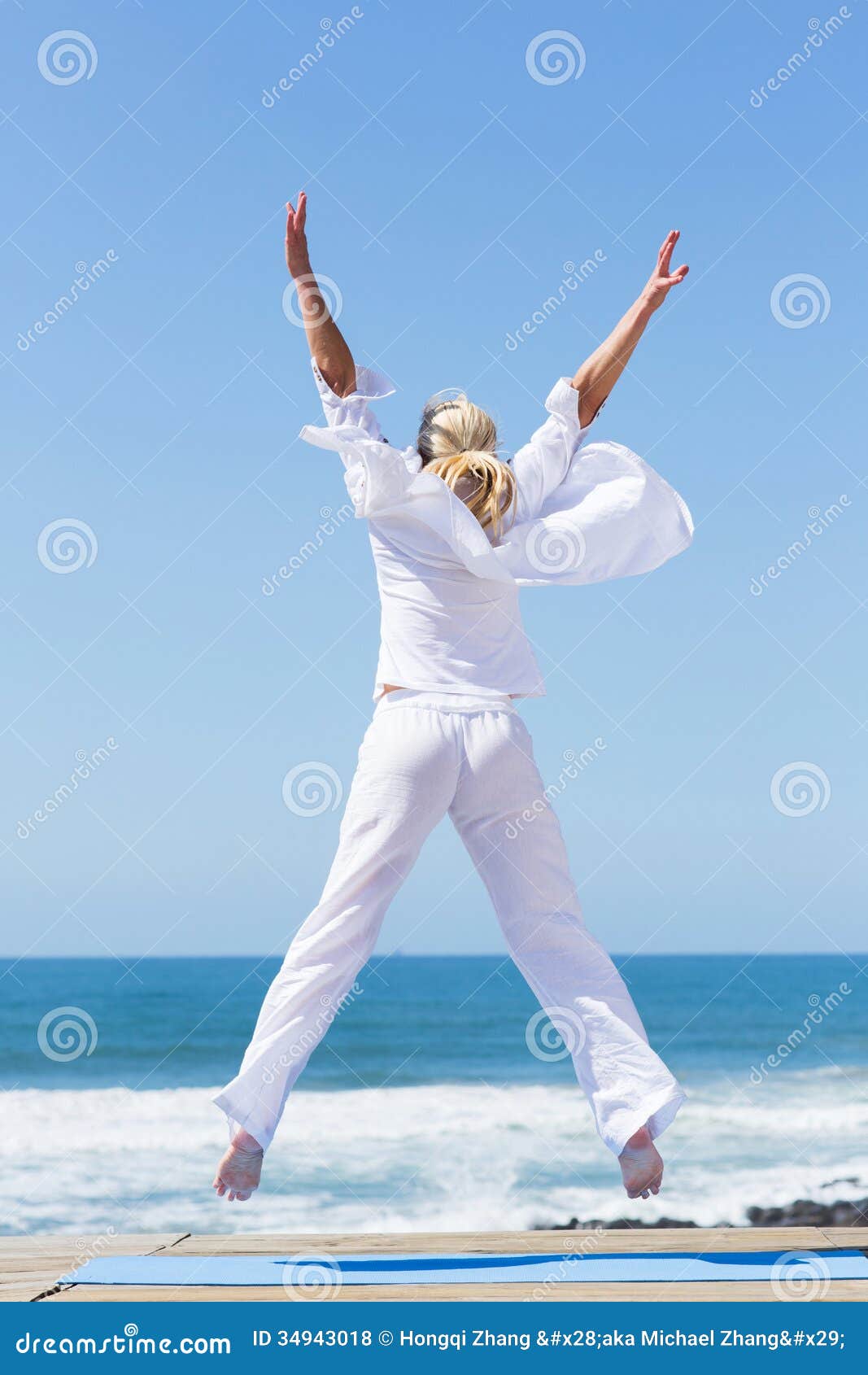 Active woman jumping stock photo. Image of cheerful, body - 34943018