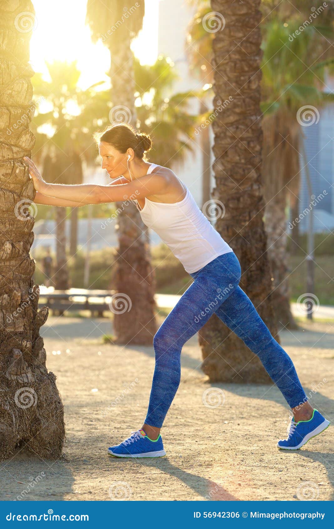 Active Woman Stretching Muscles after Workout Stock Photo - Image of ...