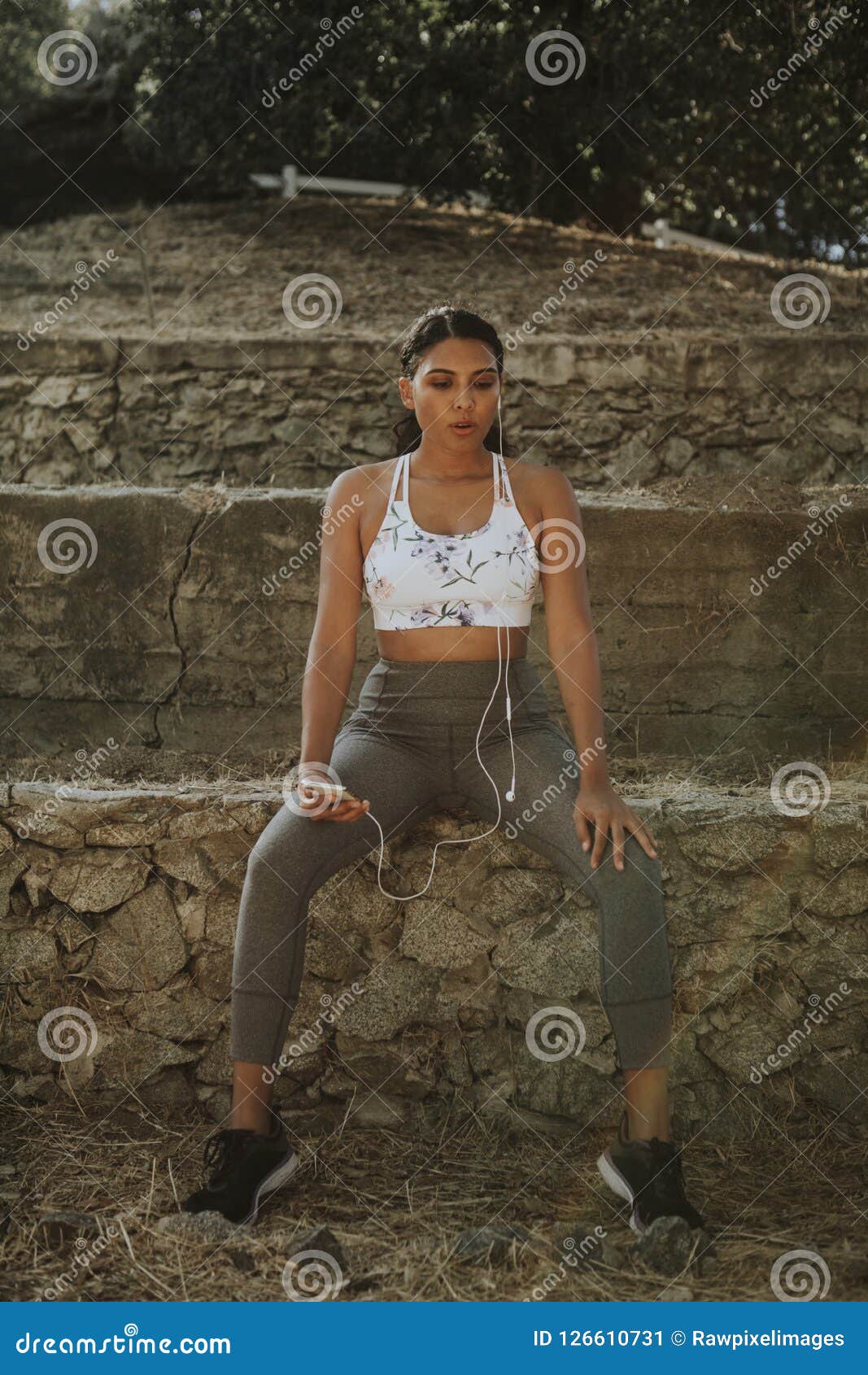 Active woman taking a rest stock image. Image of outdoors - 126610731