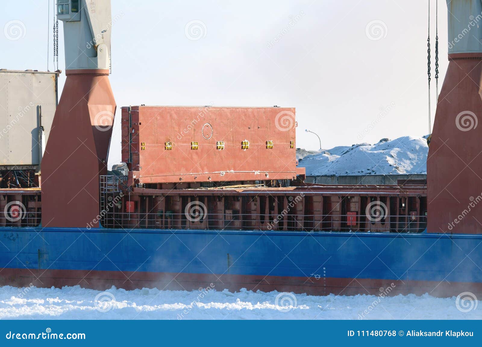 Loading into the Holds of the Ship. Stock Photo - Image of industry ...