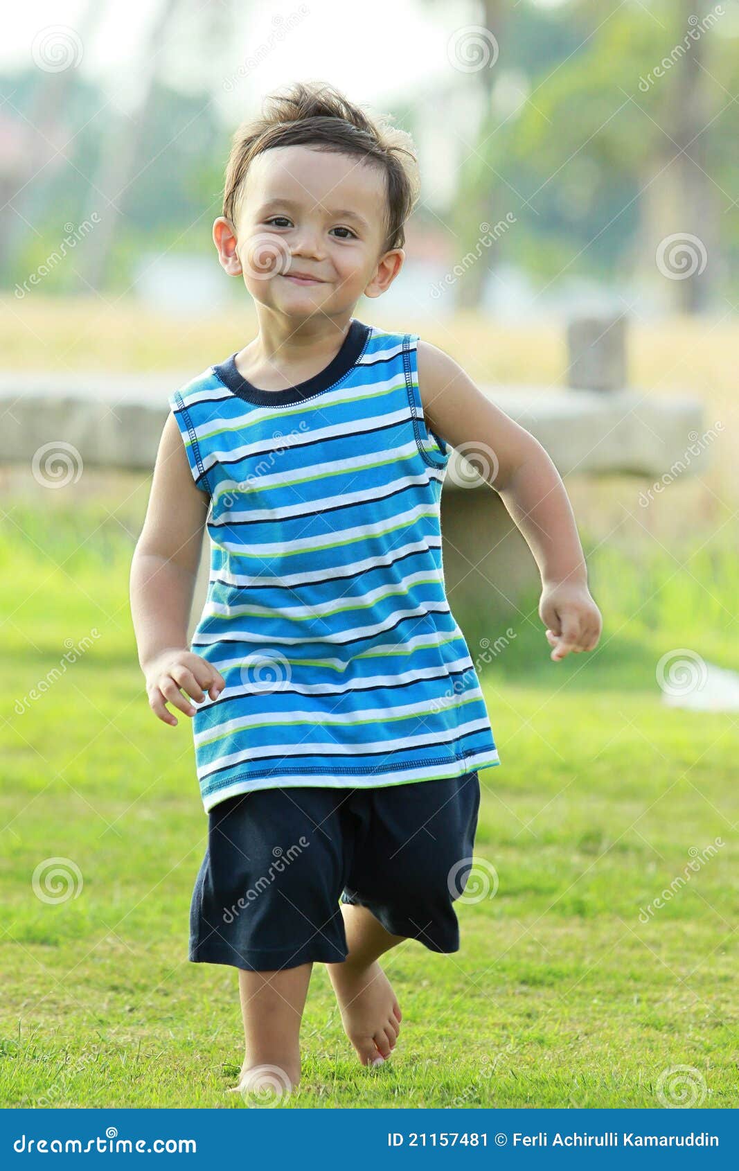 Active Young Boy Smiling and Running Stock Image - Image of grass, fast ...