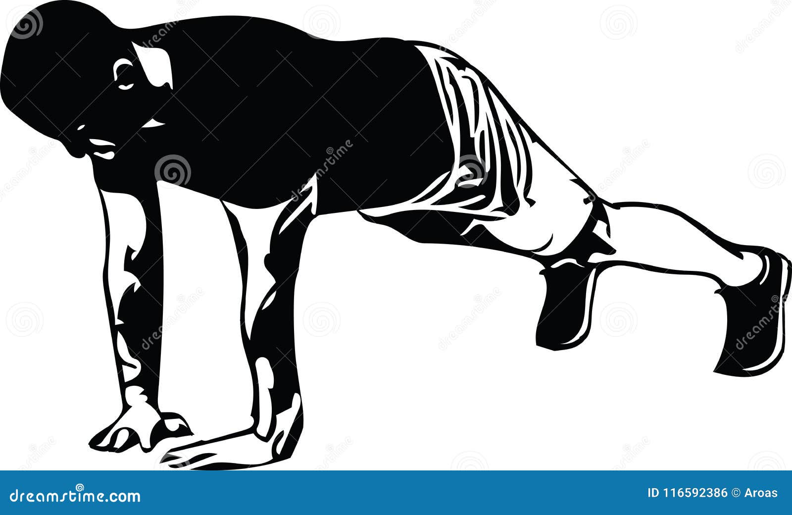 Active Young Man Doing Push-ups in Gym Stock Vector - Illustration of ...