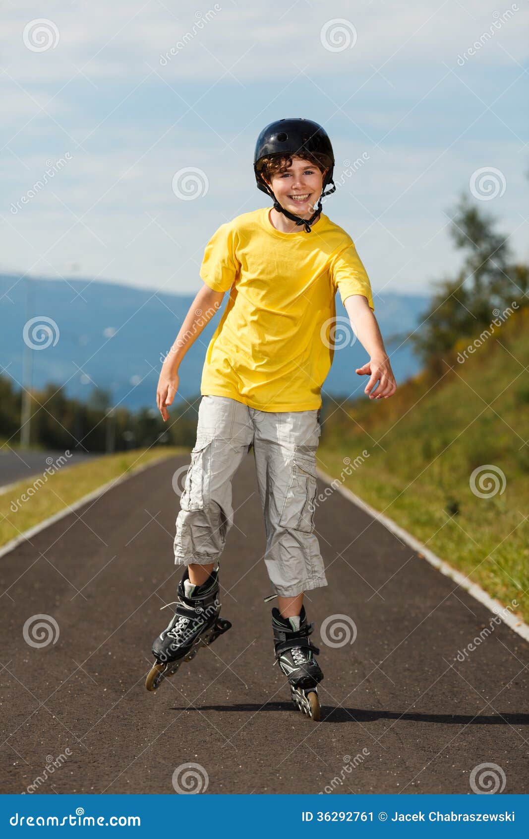Active Young People - Rollerblading, Skateboarding Stock Image - Image ...