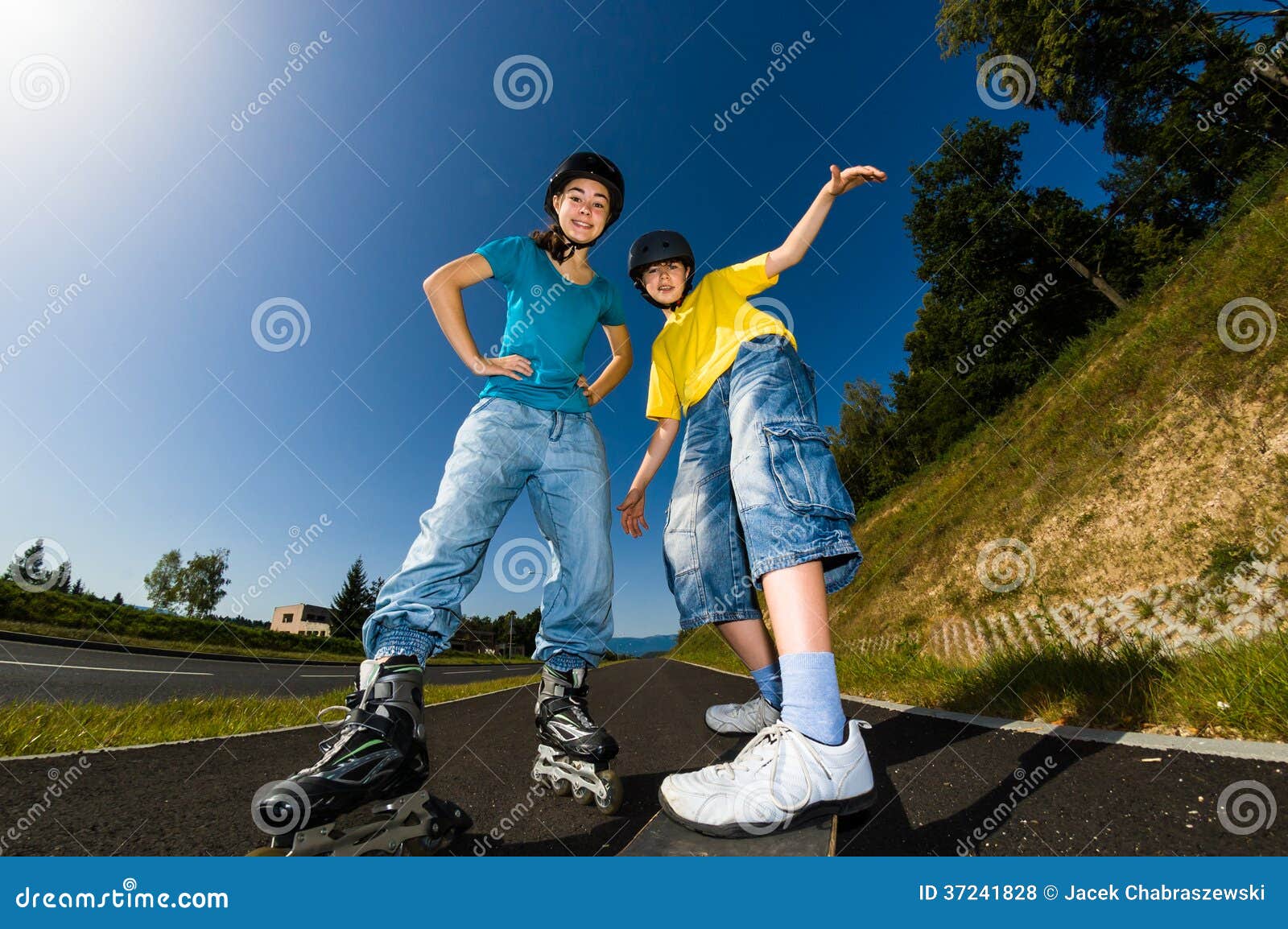 Active Young People - Rollerblading, Skateboarding Stock Photo - Image ...
