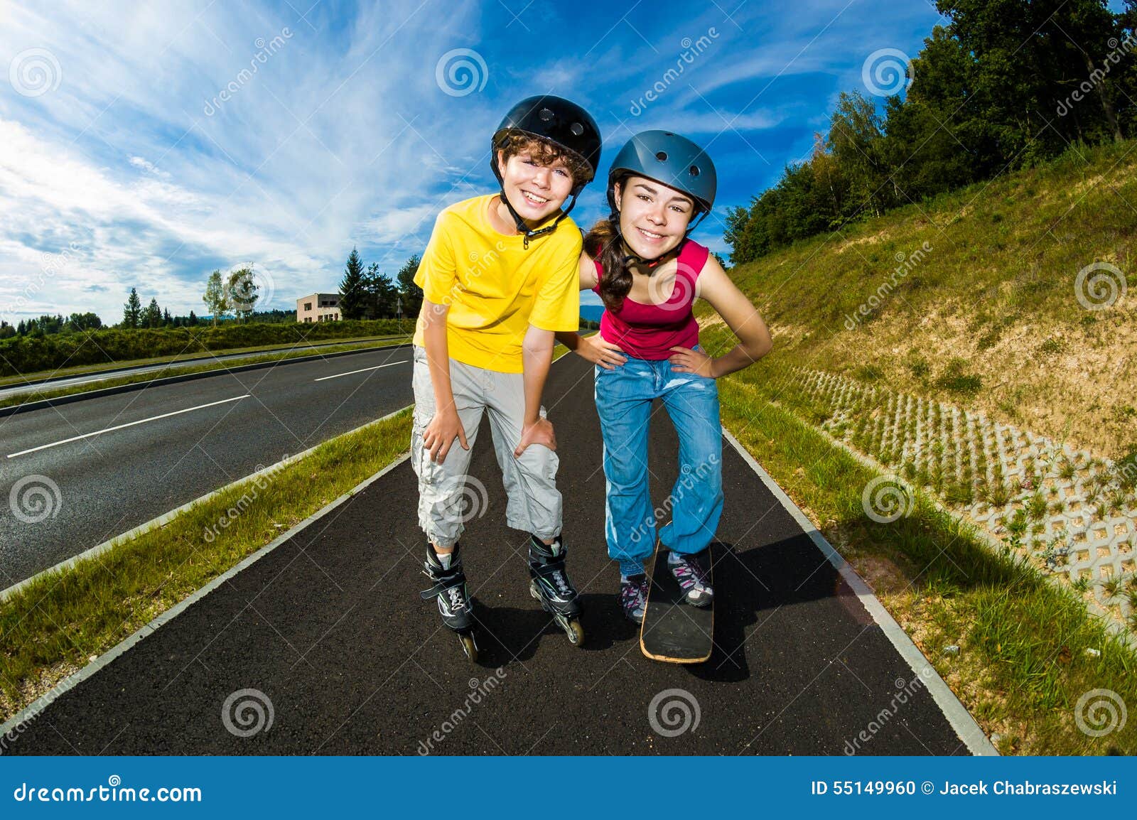 Active Young People - Rollerblading, Skateboarding Stock Photo - Image ...