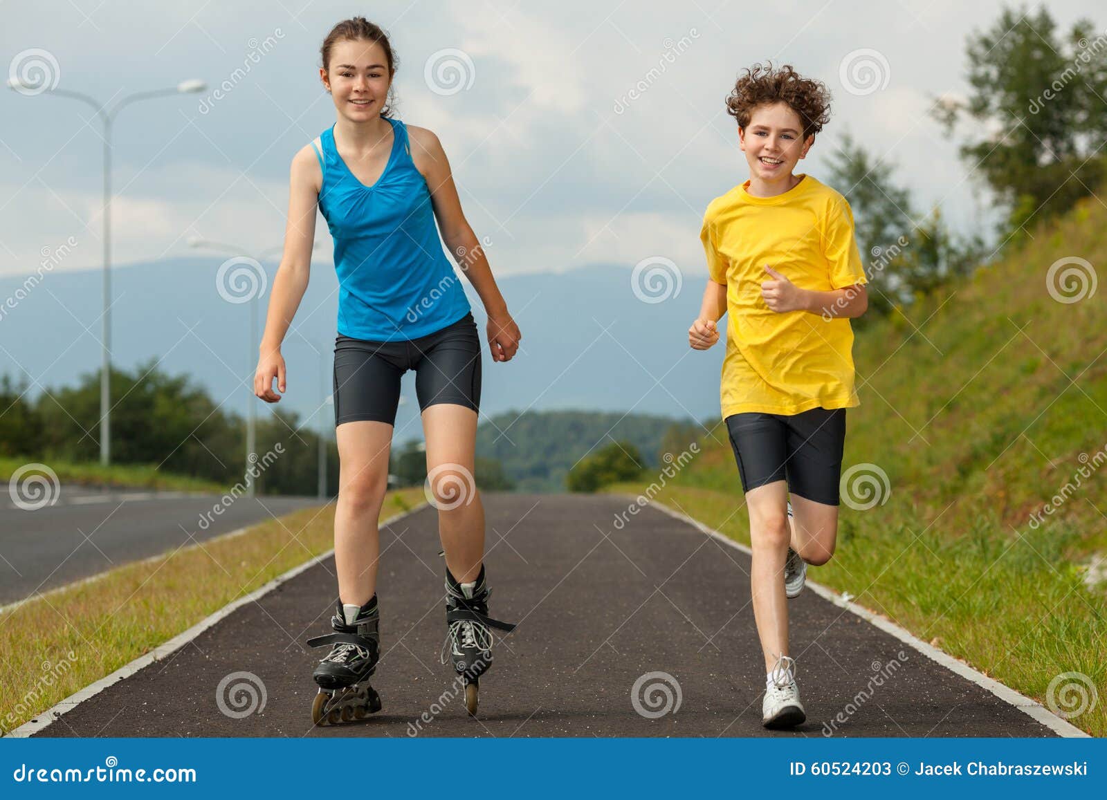 Active Young People - Rollerblading, Skateboarding Stock Image - Image ...